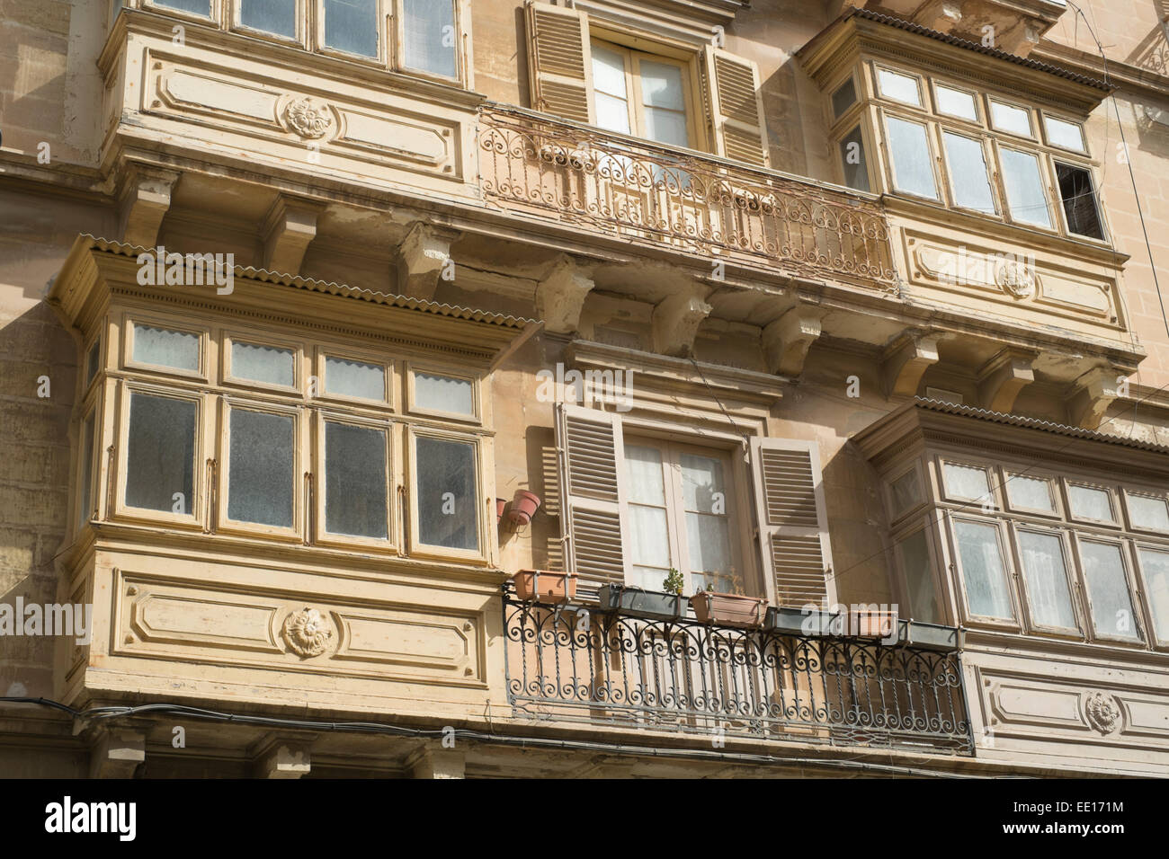 Buildings in Merchant's Street, Valletta, Malta Stock Photo - Alamy