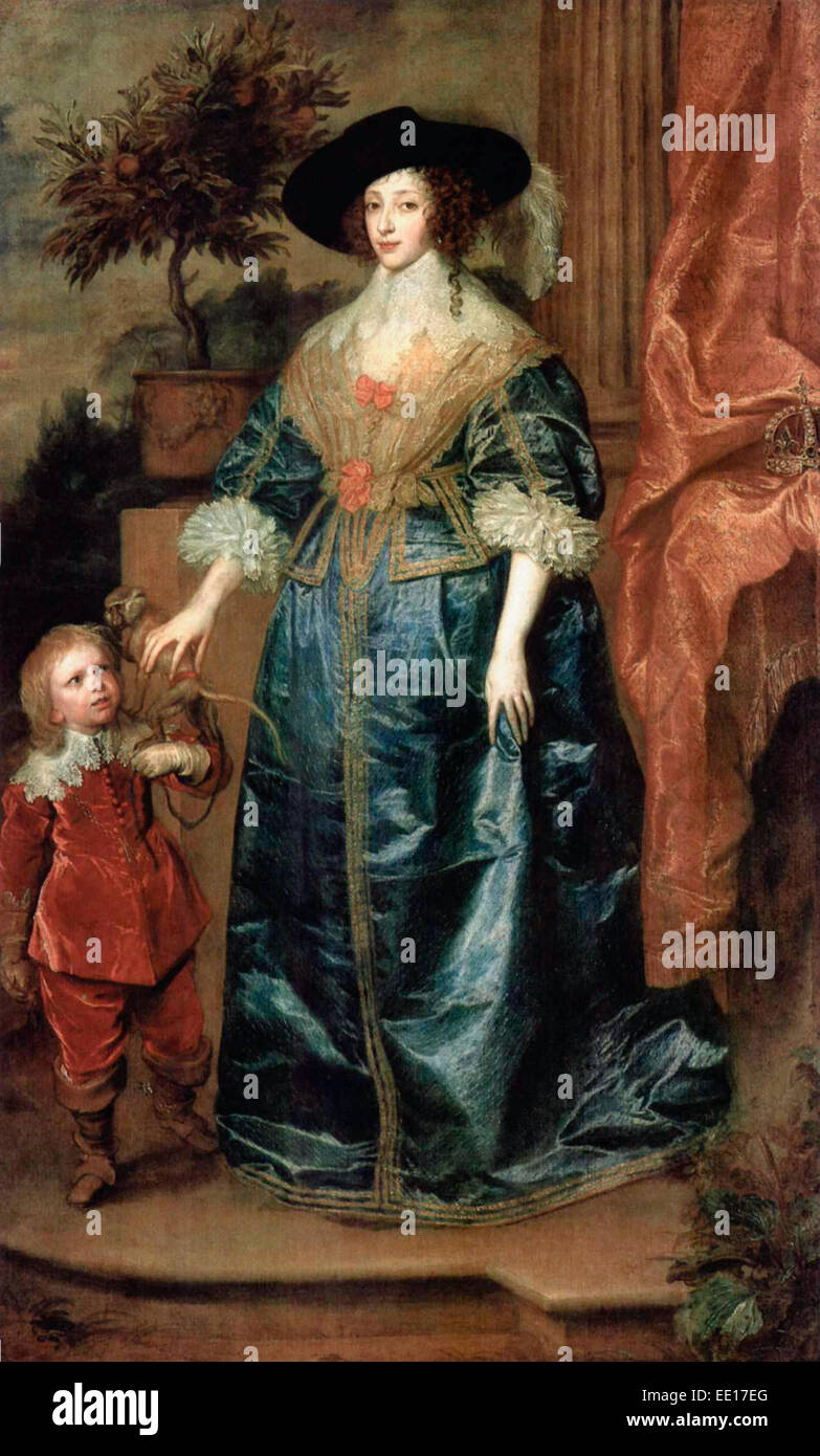 Henrietta Maria and the dwarf, Sir Jeffrey Hudson, 1633 Anthony van ...