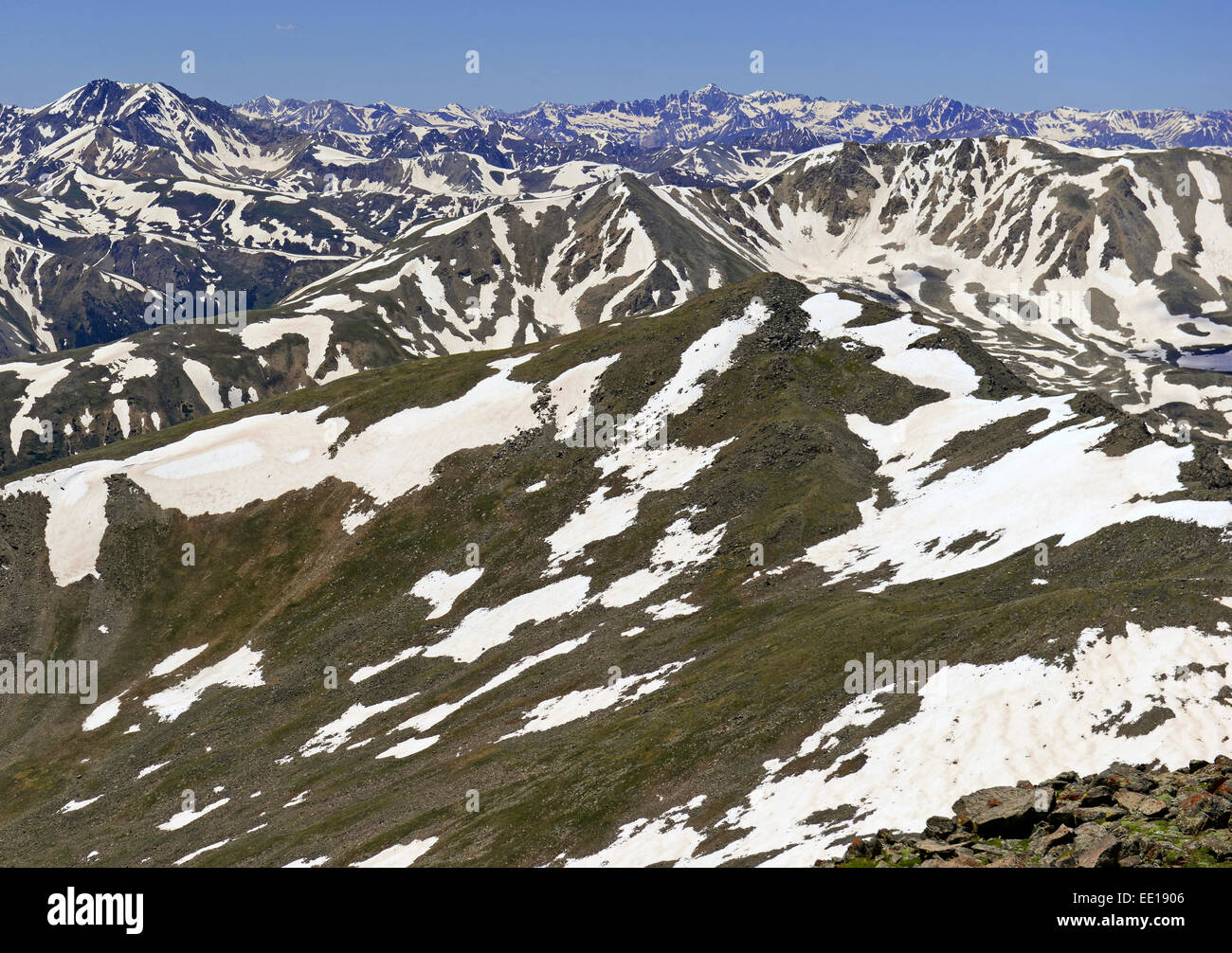 Snow capped peaks in the Rocky Mountains, USA Stock Photo - Alamy