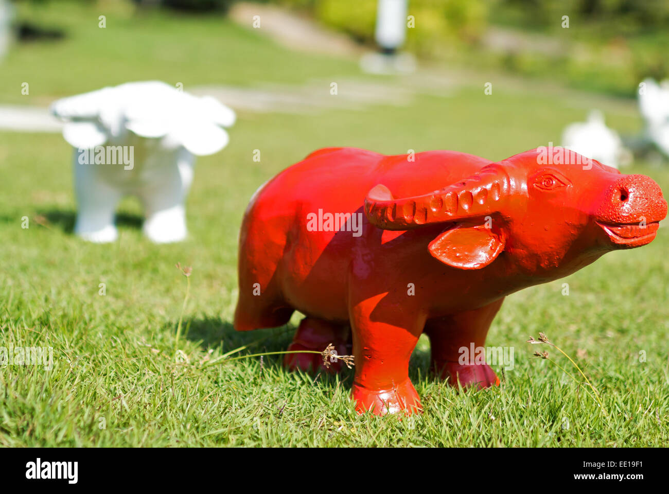Smiling buffalo decorations on the garden Stock Photo - Alamy