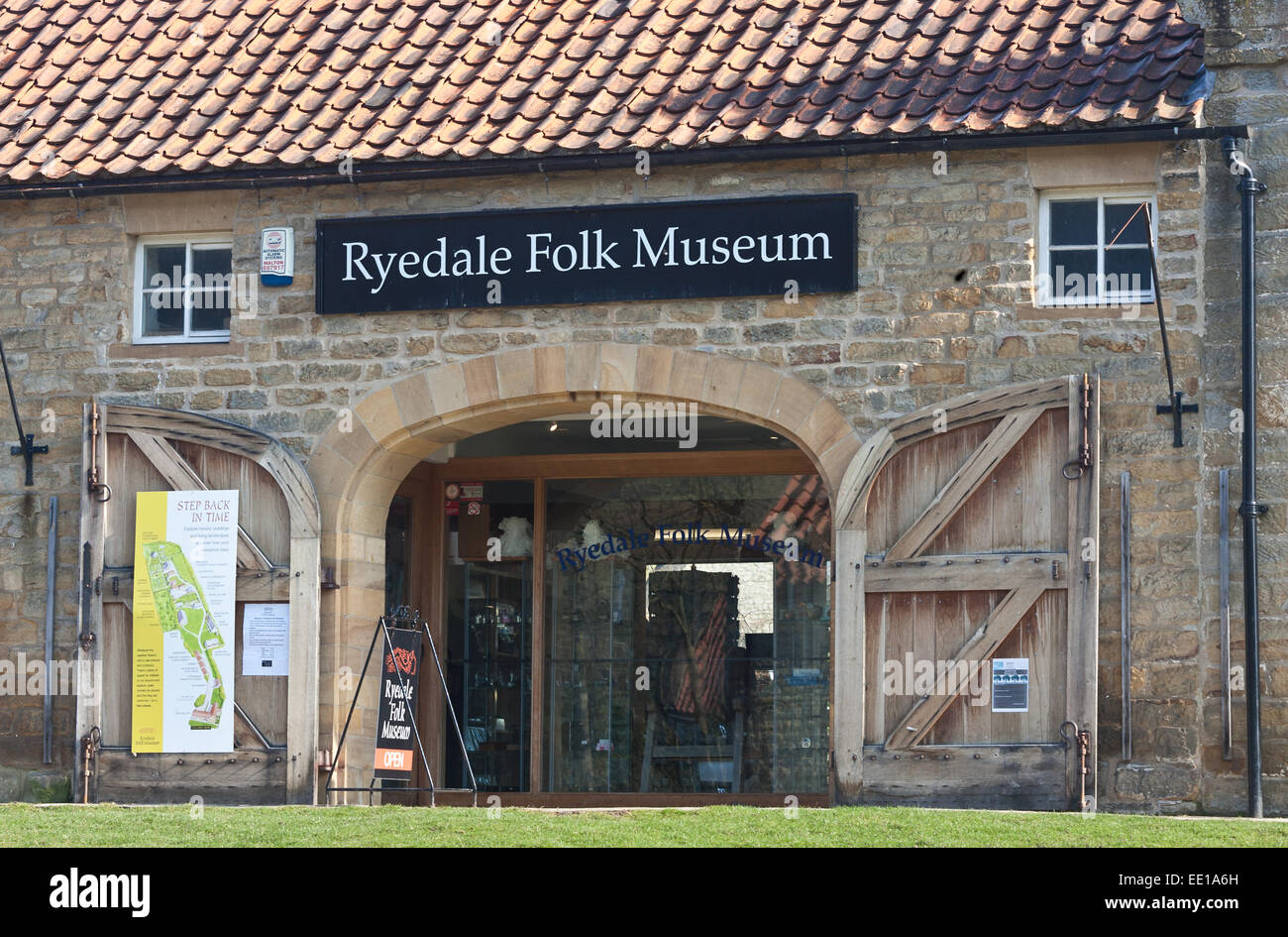 The entrance to Ryedale Folk Museum in Hutton-Le-Hole, North Yorkshire ...