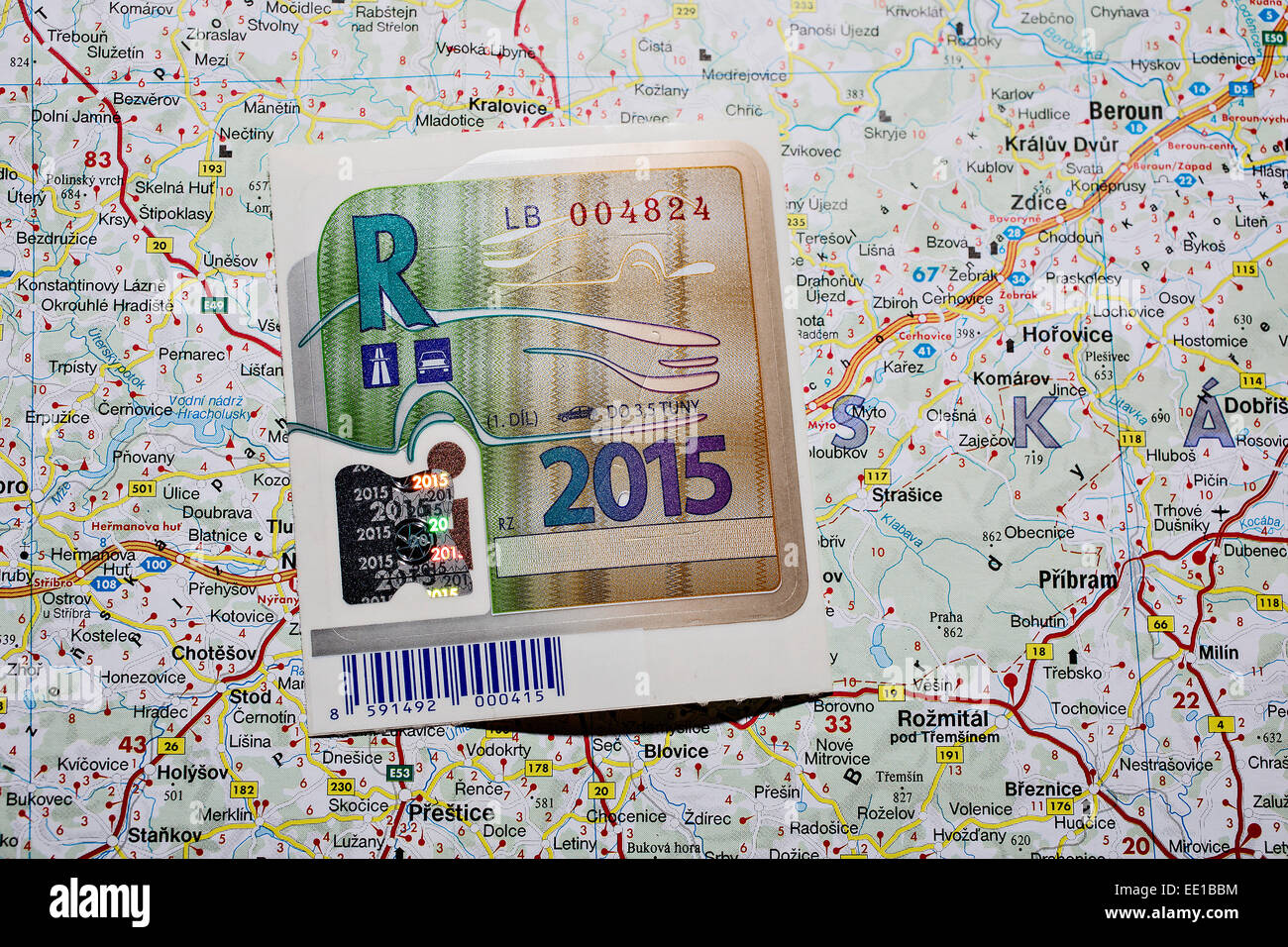 Toll sticker 2015 for Czech highways Stock Photo - Alamy