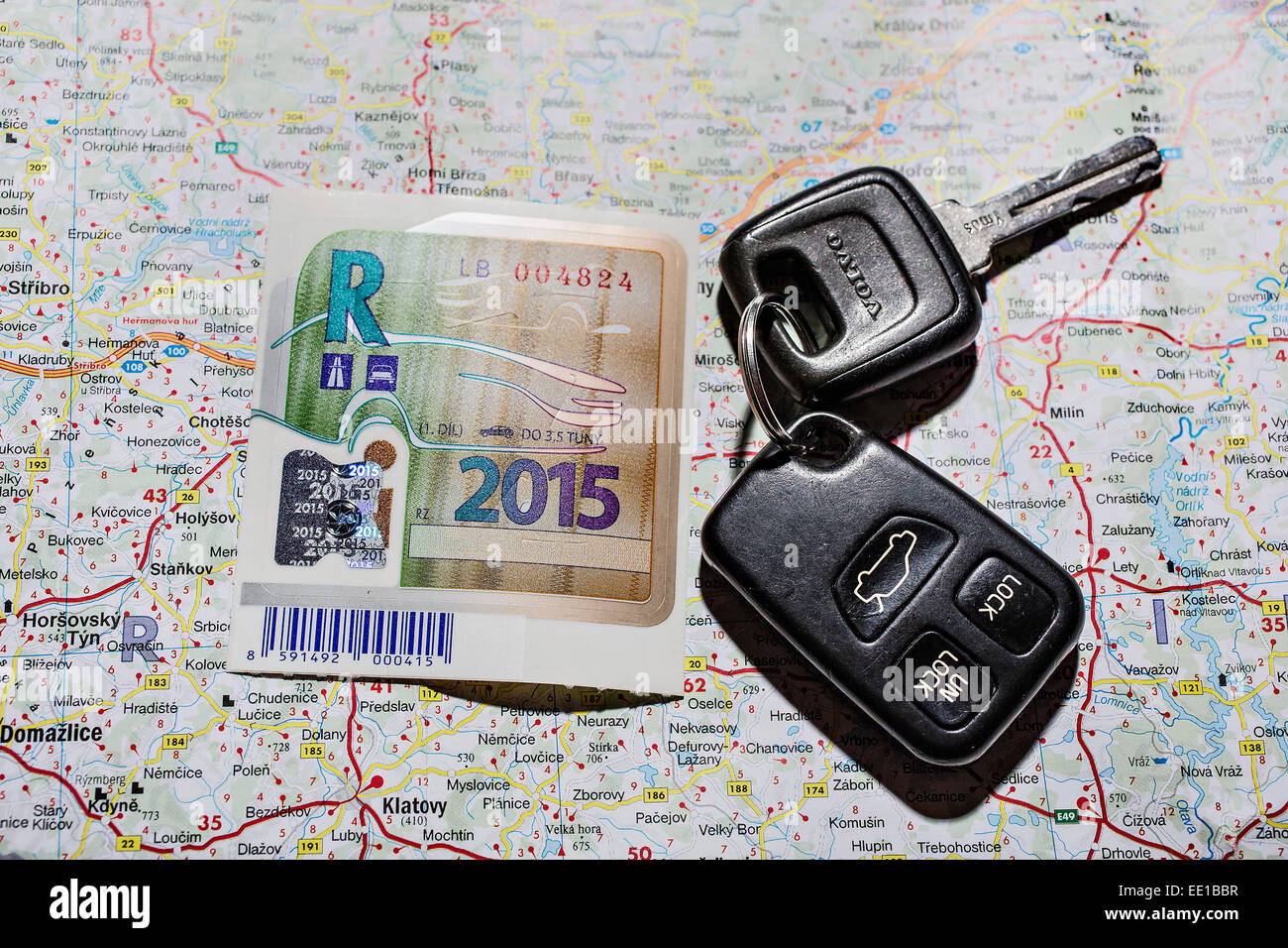 Toll sticker 2015 for Czech highways Stock Photo - Alamy