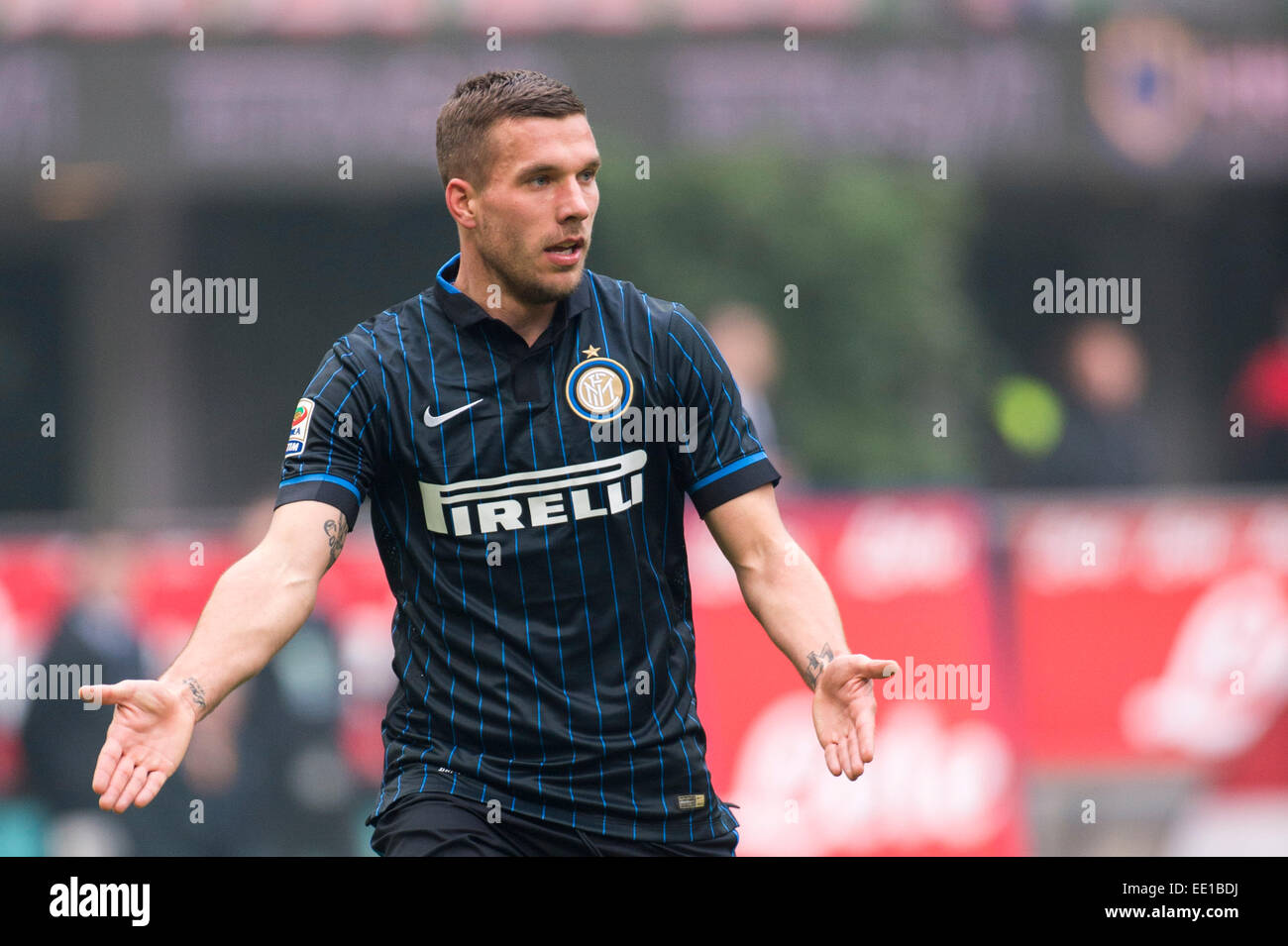 Milan, Italy. 11th Jan, 2015. Lukas Podolski (Inter) Football/Soccer ...