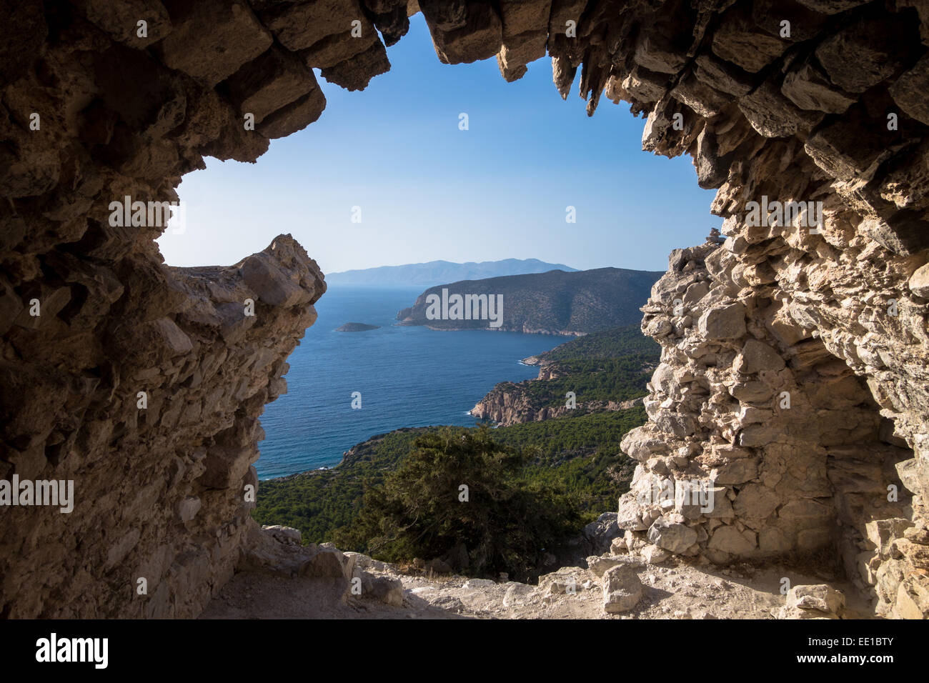 Monolithos Castle ruins, Rhodes, Greece Stock Photo - Alamy