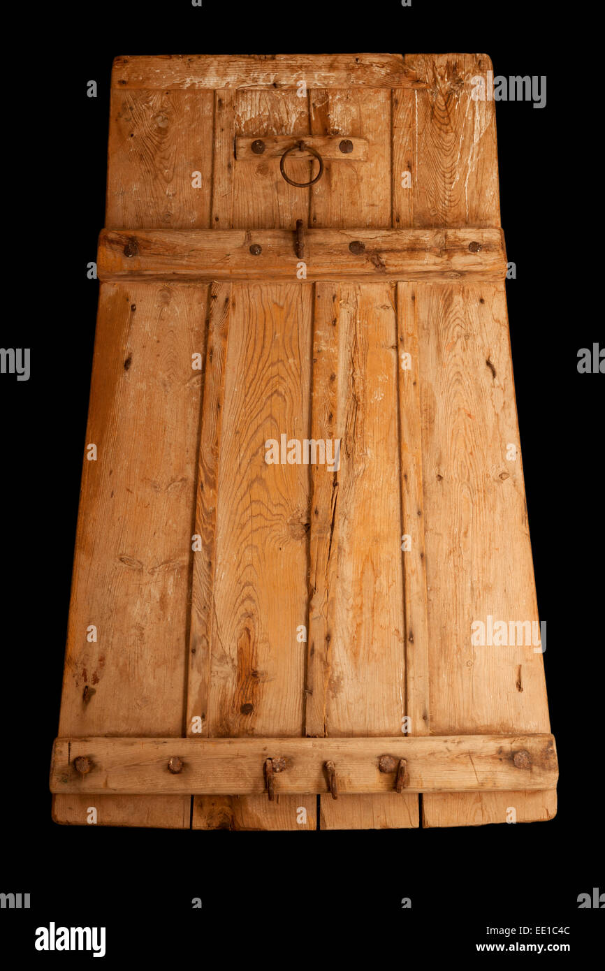 A 1.7 square metre threshing board (upper side) (Spain). Used in olden ...
