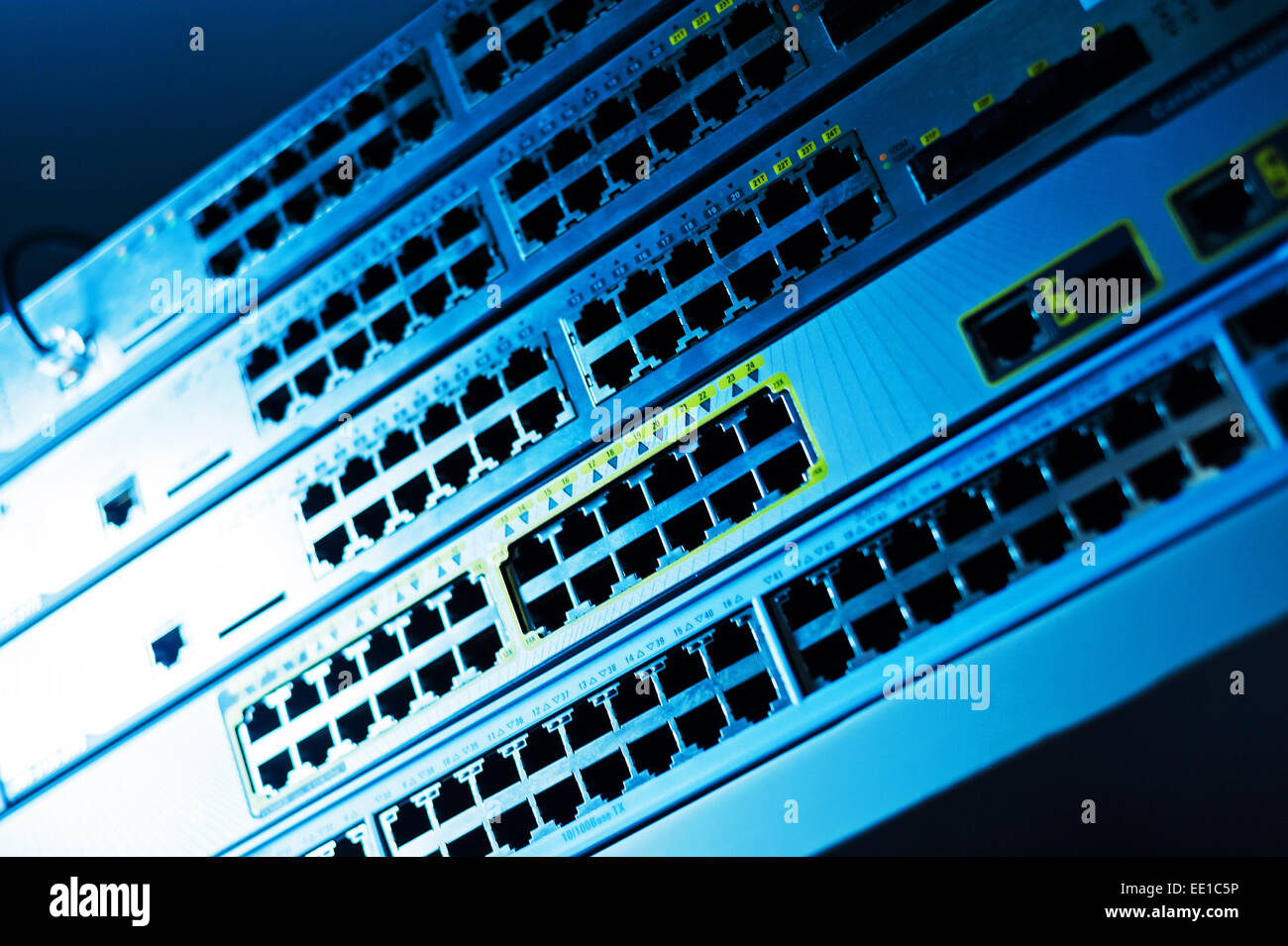 Network hub cable lan Close up Stock Photo - Alamy