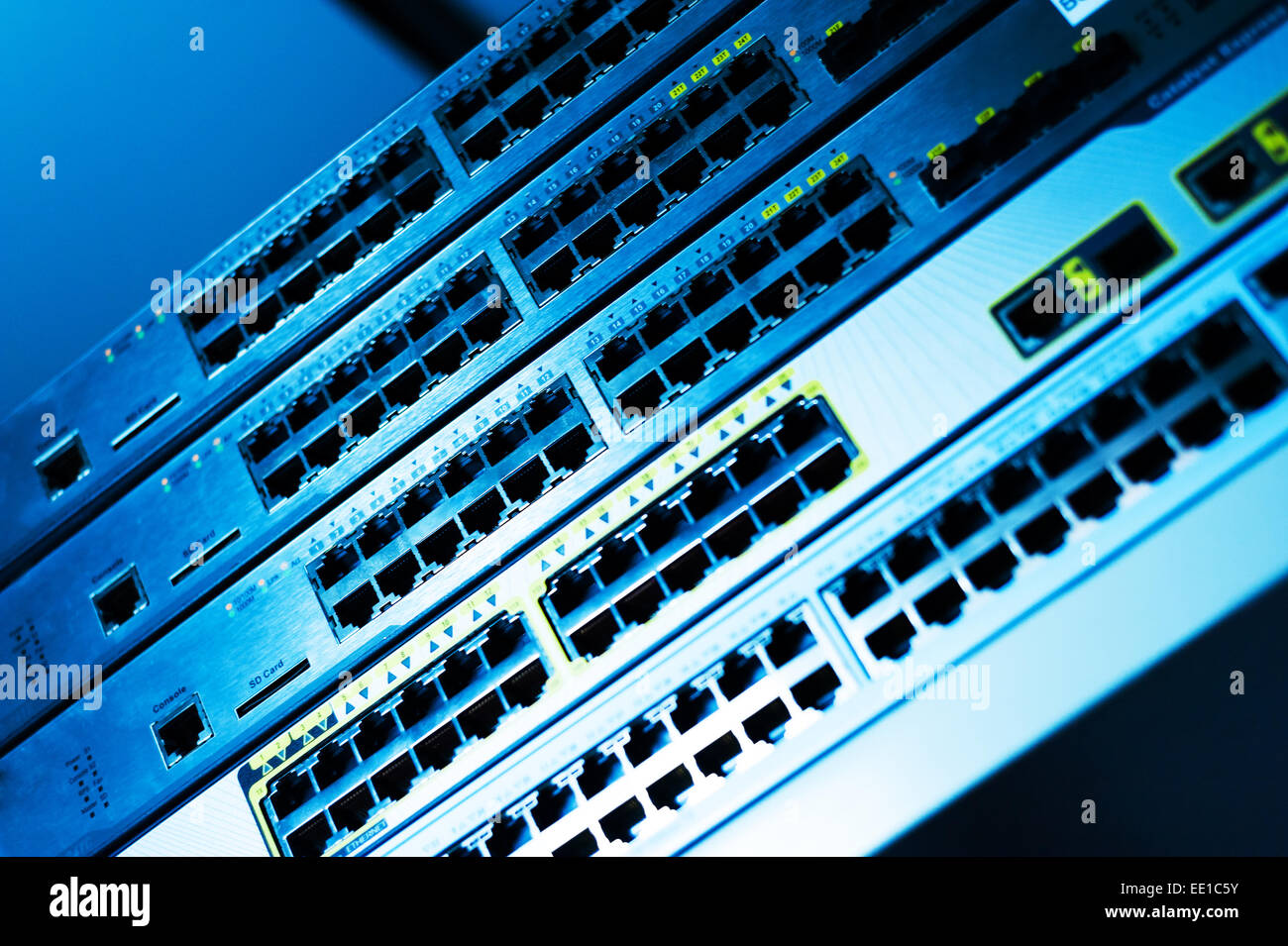 Network hub cable lan Close up Stock Photo - Alamy