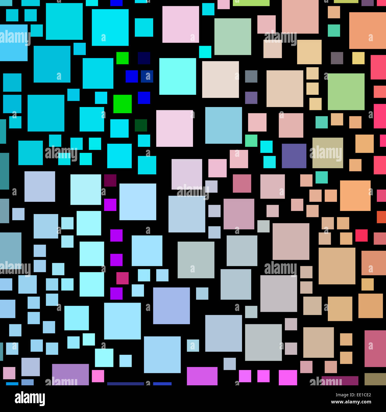 Lots of colourful square shapes on a black background Stock Photo - Alamy