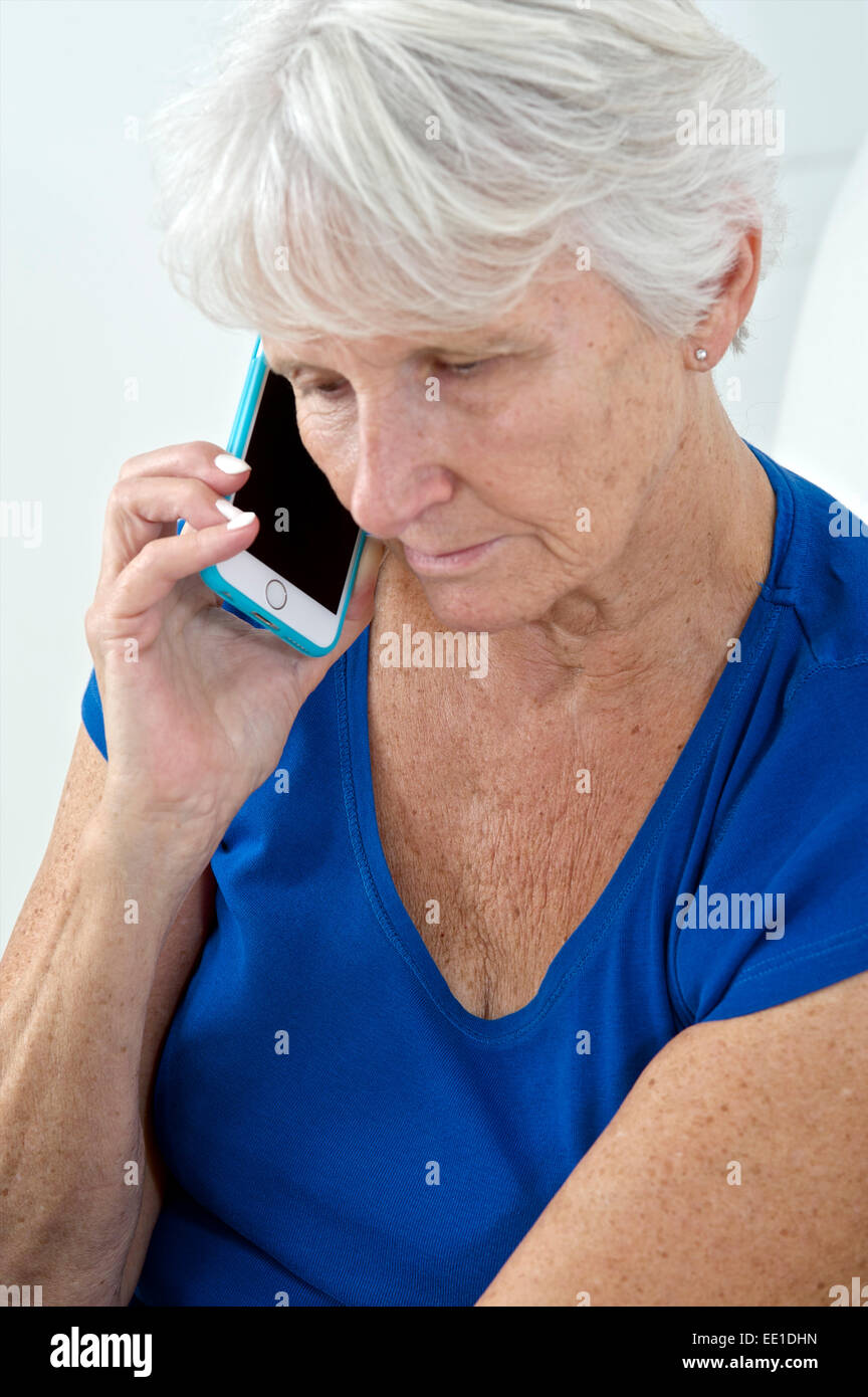 ELDERLY PERSON ON THE PHONE Stock Photo - Alamy