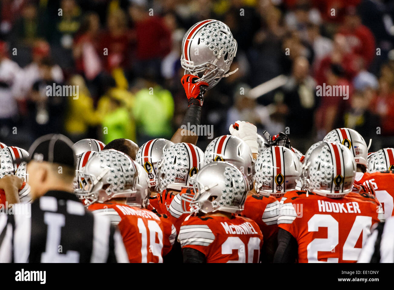 Arlington, Texas, USA. 12th Jan, 2015. Ohio State Buckeyes players ...