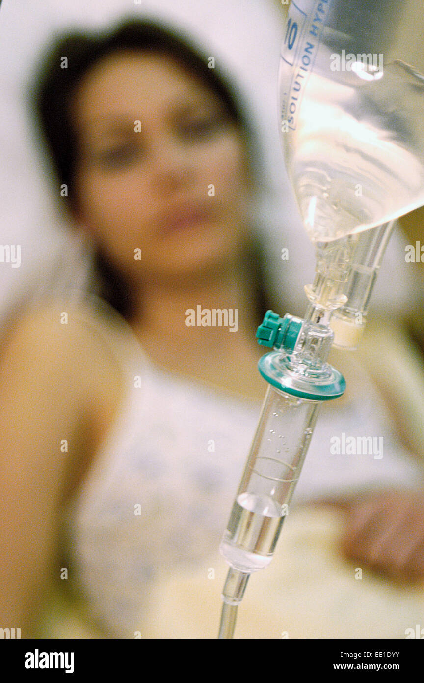 WOMAN WITH A DRIP Stock Photo - Alamy