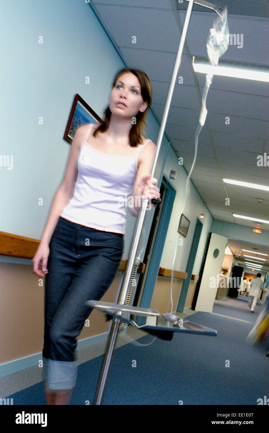 WOMAN WITH A DRIP Stock Photo - Alamy