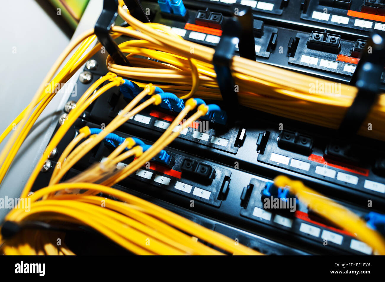 fiber optic with servers in a technology data center Stock Photo - Alamy