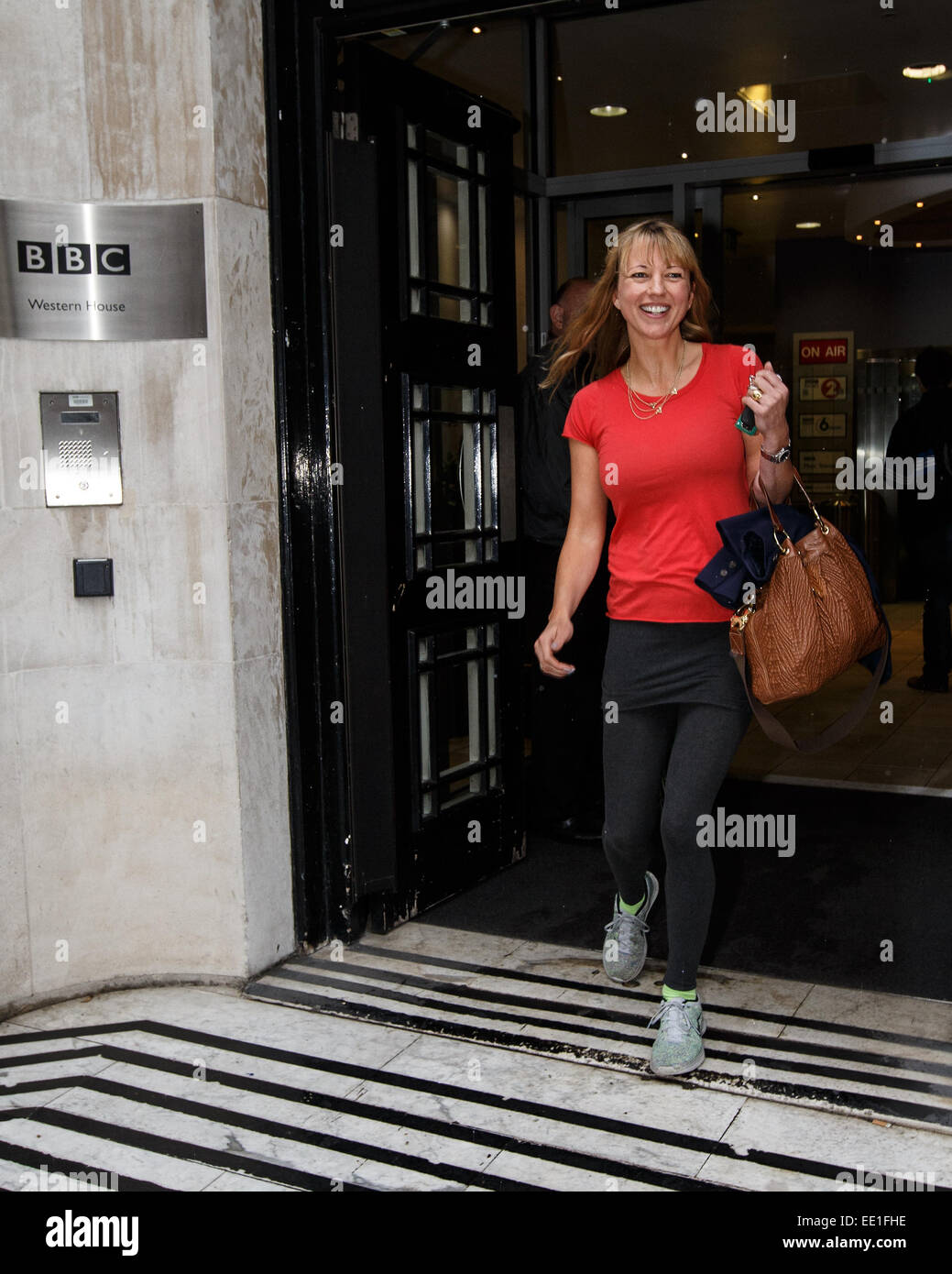 Sarah Cox leaving the BBC 2 studio after hosting, The Chris Evans ...