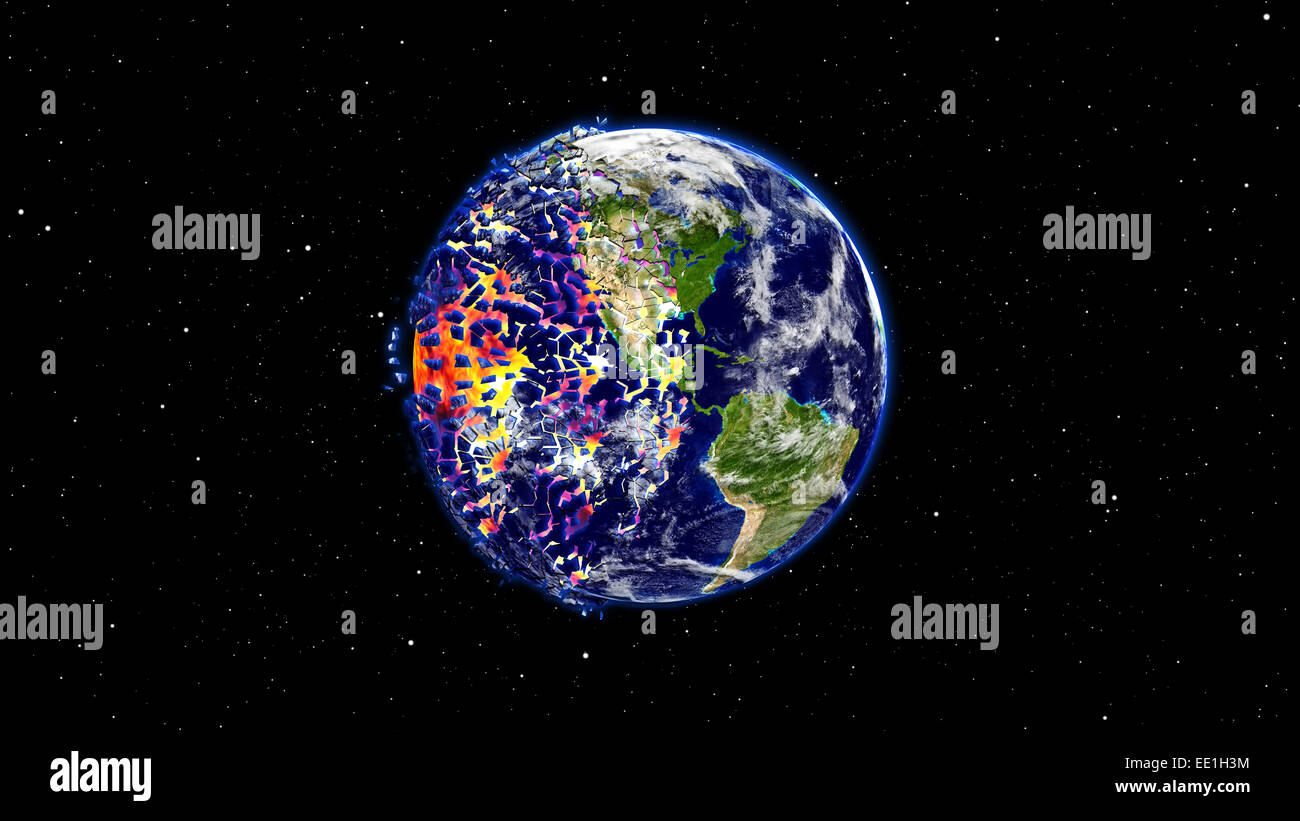 Earth burning or exploding after a global disaster, Apocalypse asteroid ...