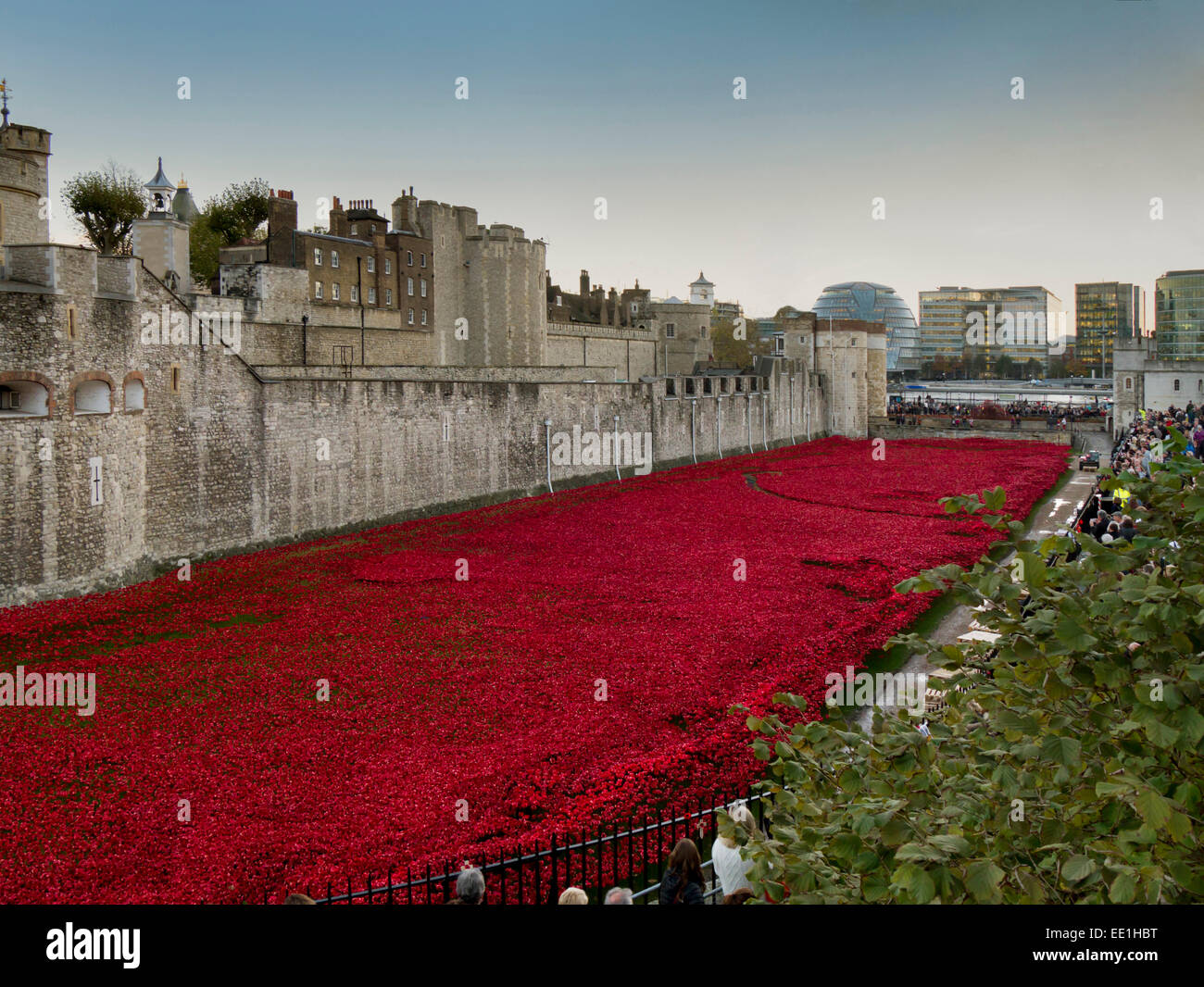Ceramic poppies forming the installation Blood Swept Lands and Seas of ...