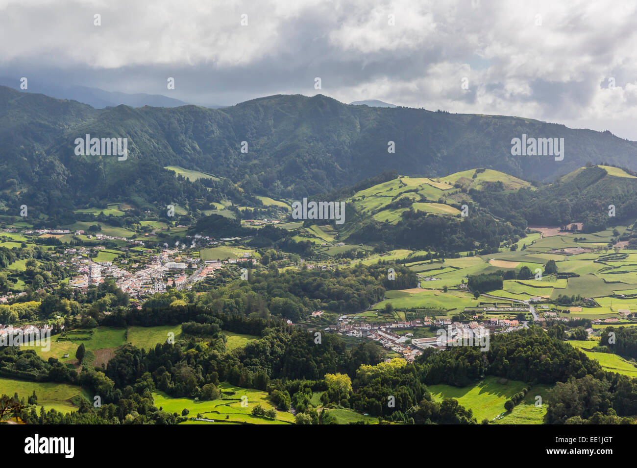 Furnas Valley, a site of bubbling hot springs and fumaroles on the ...