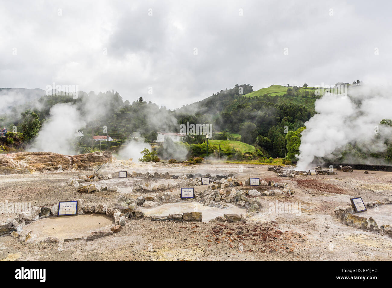 Furnas Valley, a site of bubbling hot springs and fumaroles on the ...