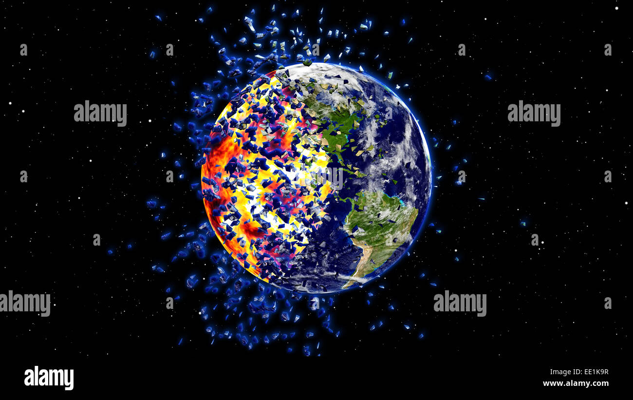 Earth burning or exploding after a global disaster, Apocalypse asteroid ...