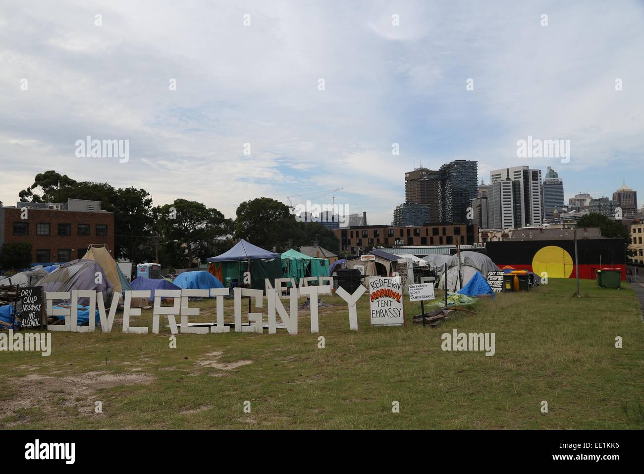 Sydney, Australia. 13 January 2014. The Aboriginal tent embassy in the ...