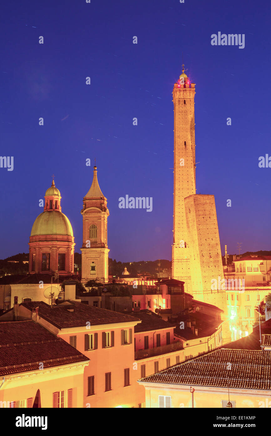 The Asinelli and Garisenda towers in the historic centre of the city of ...