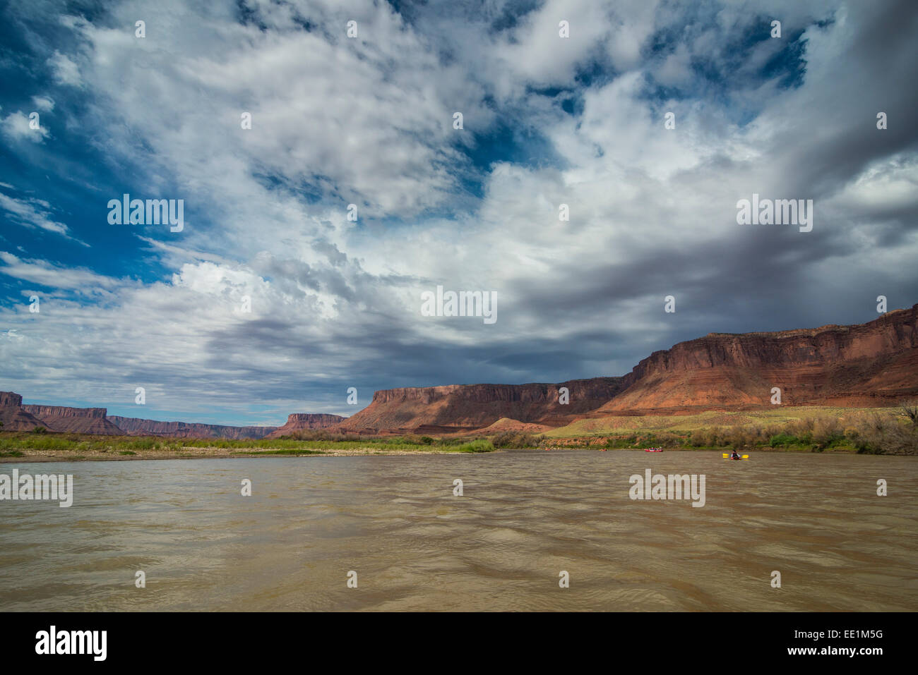 Kayaking and rafting down the Colorado River, Castle Valley, near Moab ...