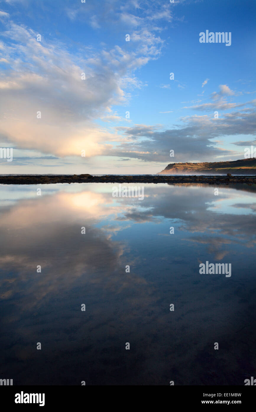 Looking toward Ravenscar from Robin Hoods Bay on a summer evening ...