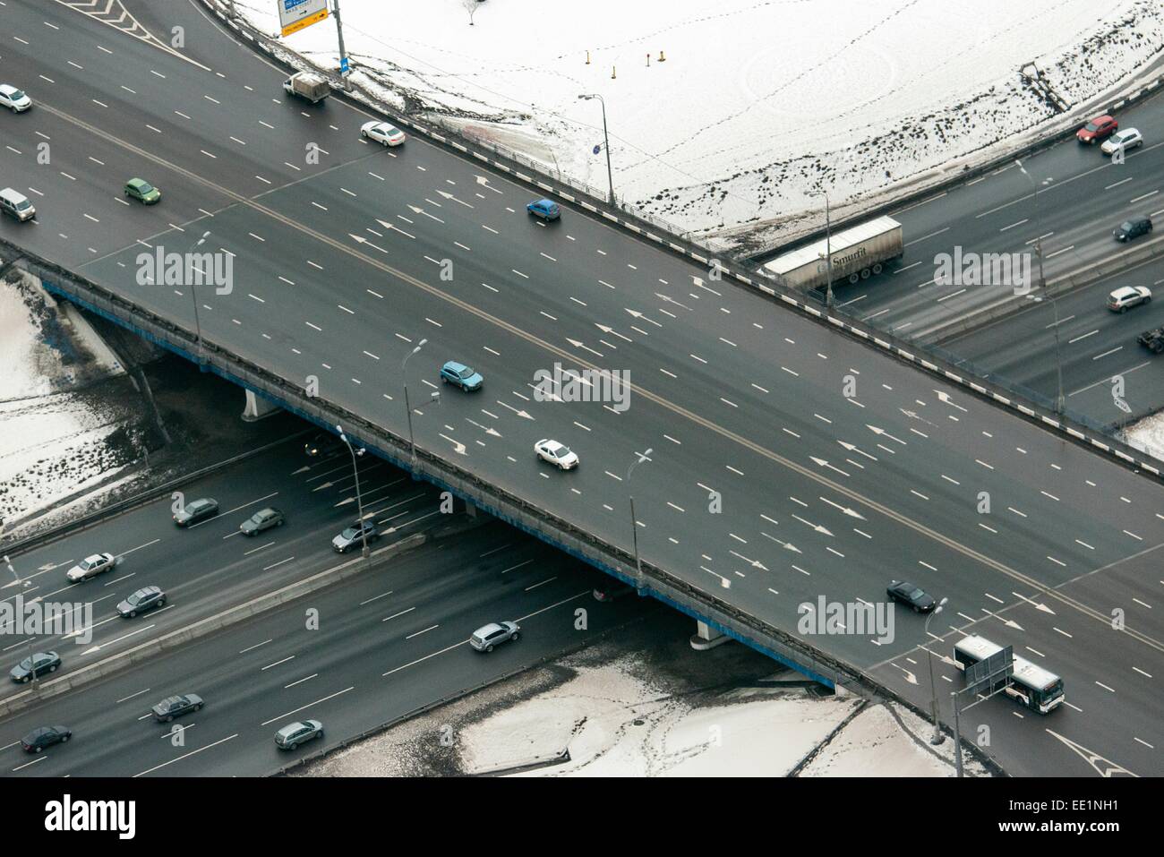 Moscow, Russia. The interchange at the intersection of Moscow Ring Road ...
