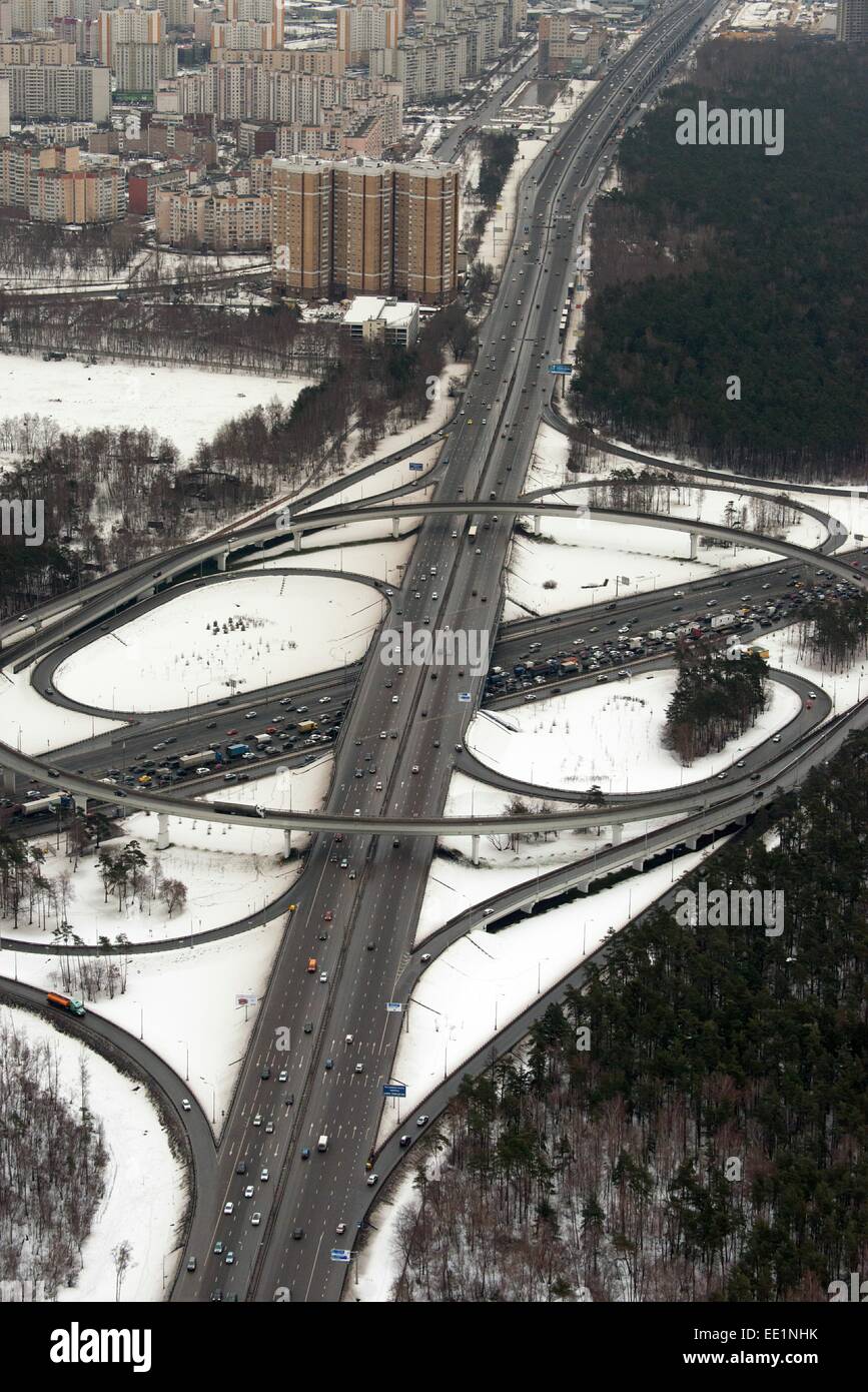 Moscow, Russia. The interchange at the intersection of Moscow Ring Road ...