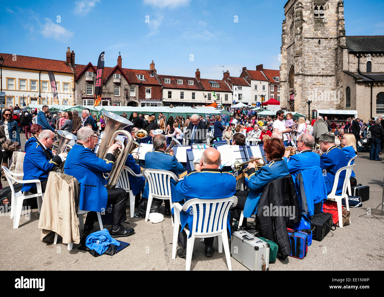 The Malton White Star Brass band playing in front of the Milton Rooms ...