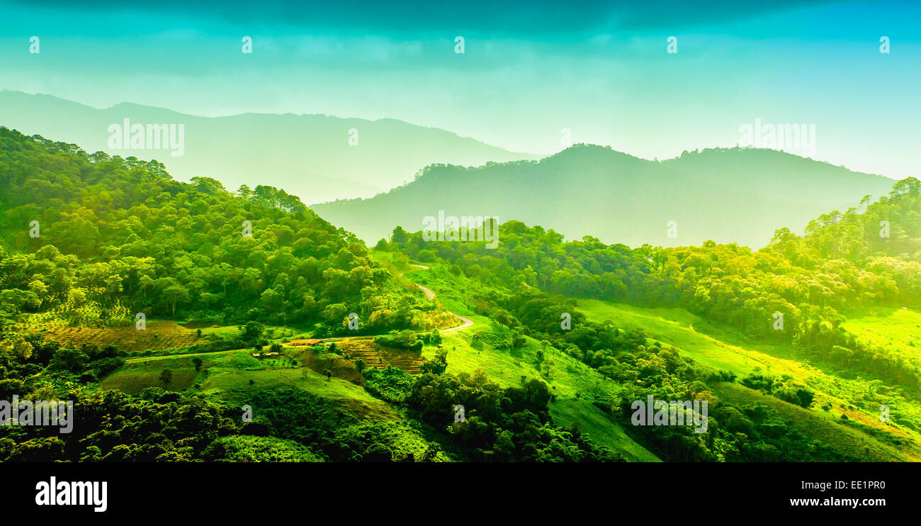 landscape of layer mountain, Chiang rai,Thailand Stock Photo - Alamy