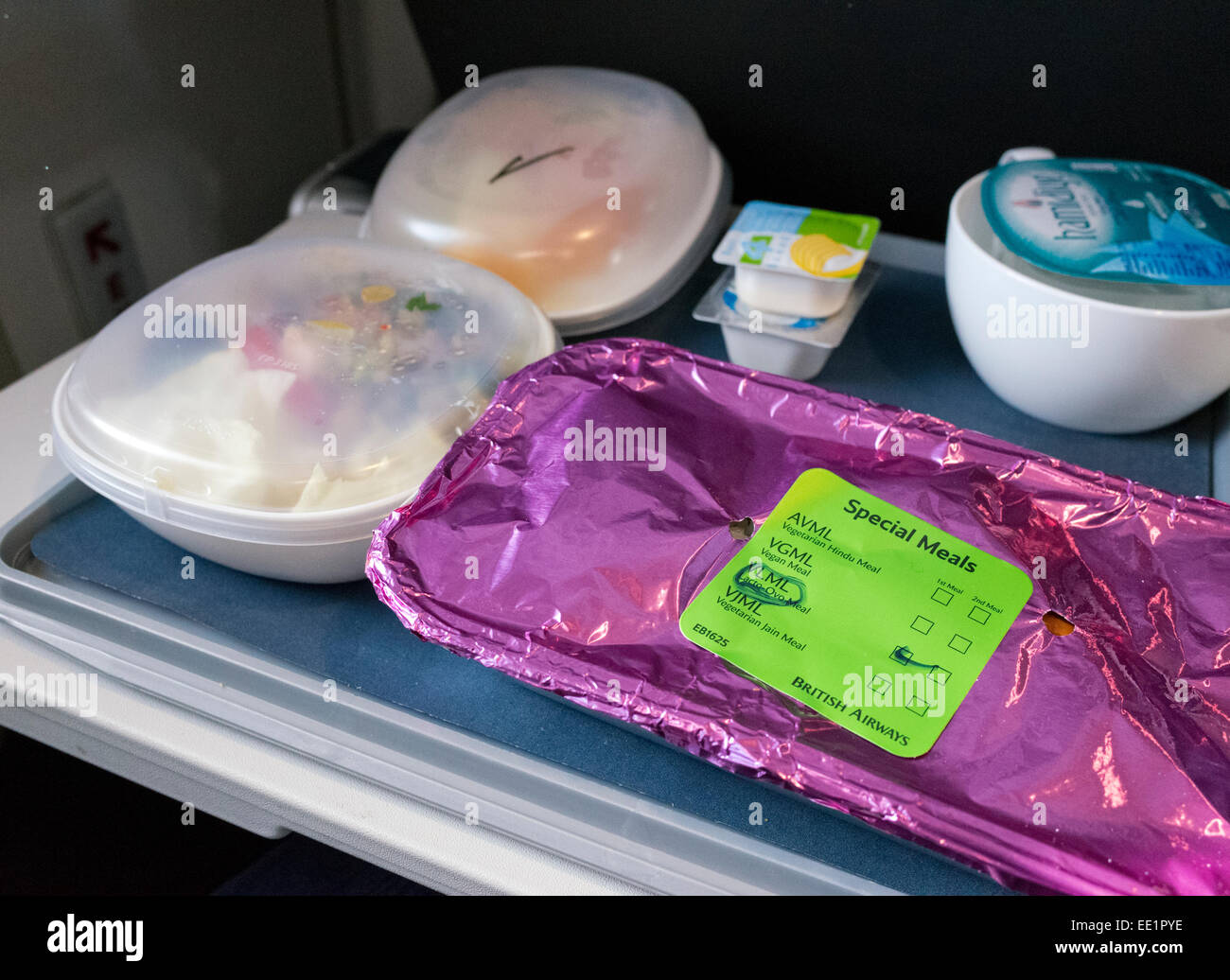 A special diet meal on an aeroplane Stock Photo - Alamy