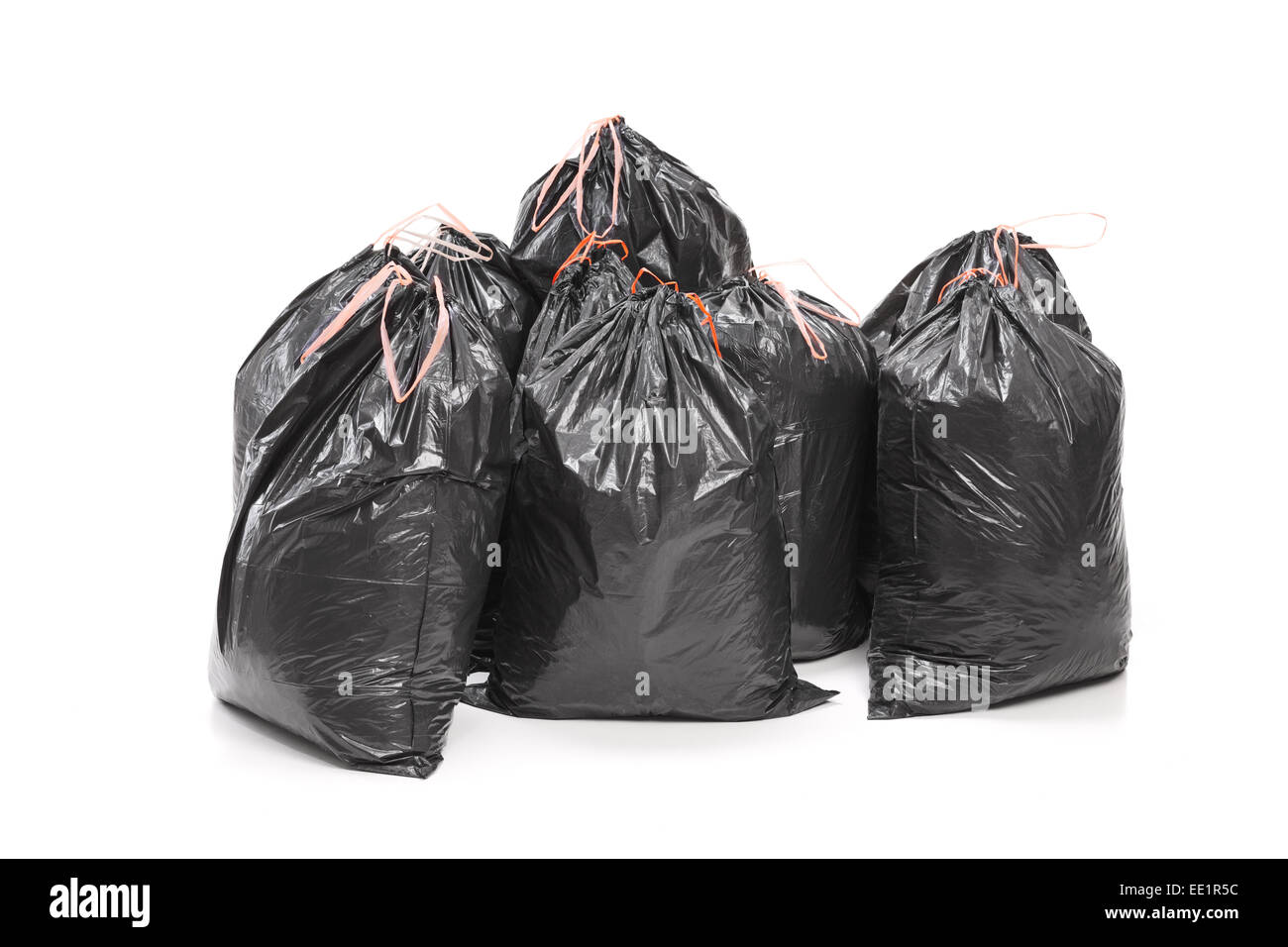Studio shot of a bunch of garbage bags isolated on white background ...