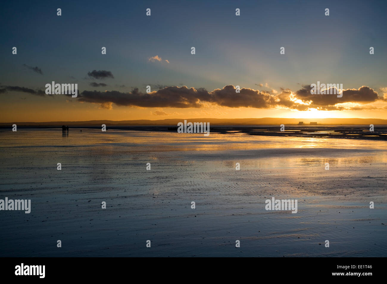 Sunset over Berrow Beach, Somerset, UK Stock Photo - Alamy