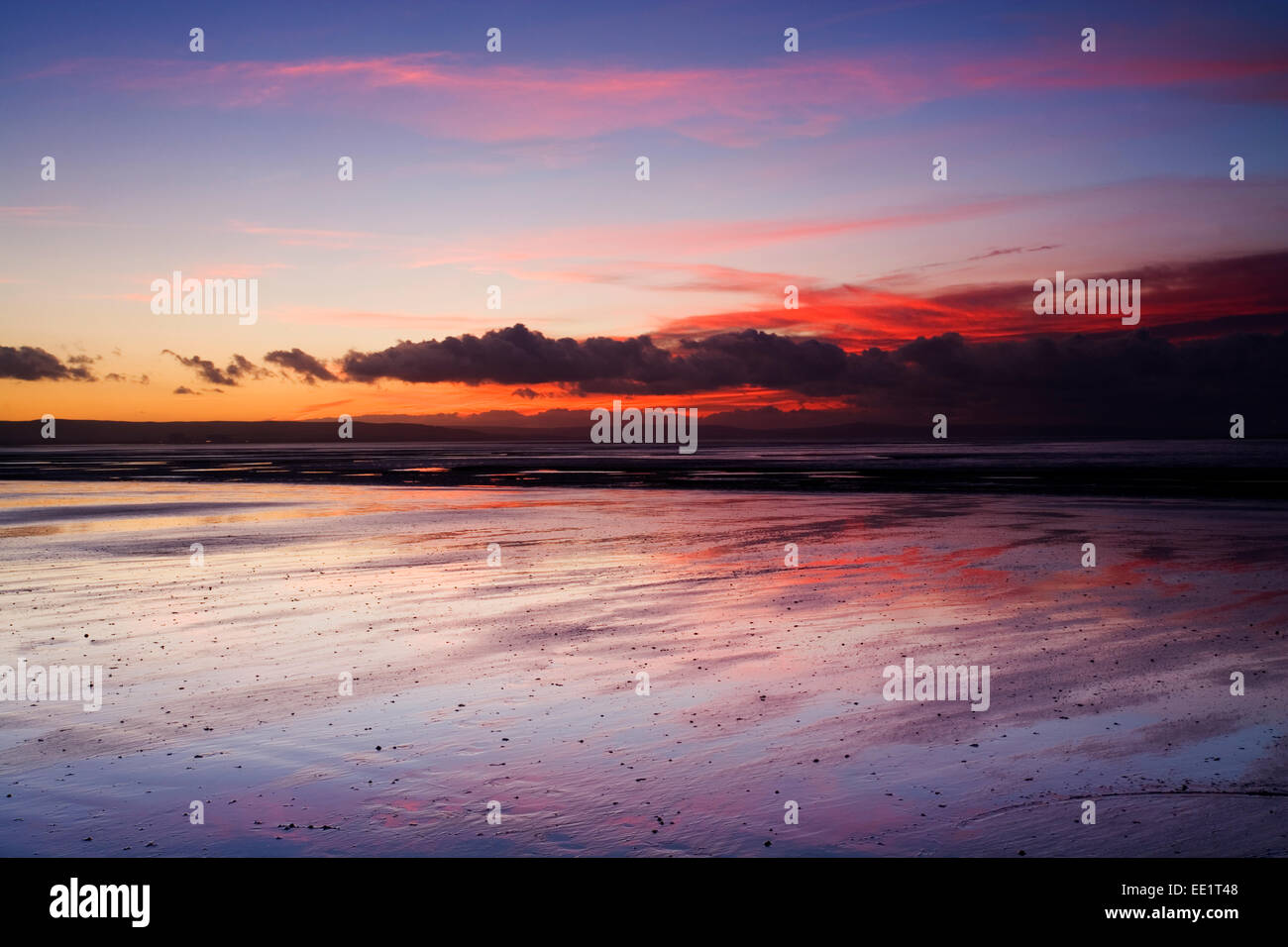 Sunset over Berrow Beach, Somerset, UK Stock Photo - Alamy
