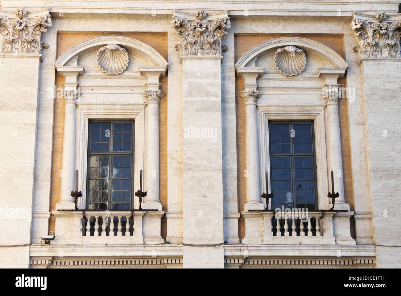 Renaissance windows in Campidoglio Palace. Rome, Italy Stock Photo - Alamy