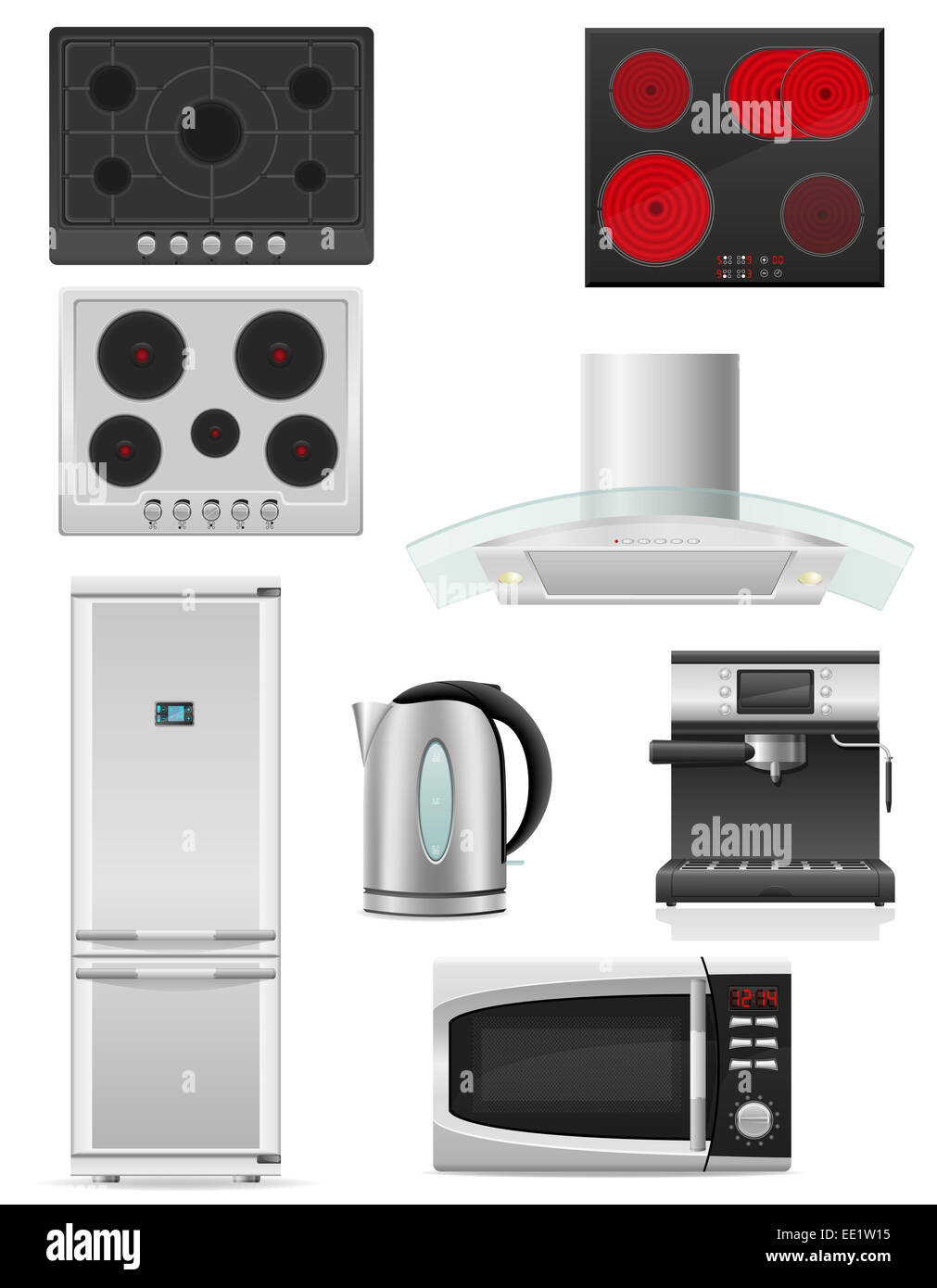 set of kitchen appliances illustration isolated on white background ...