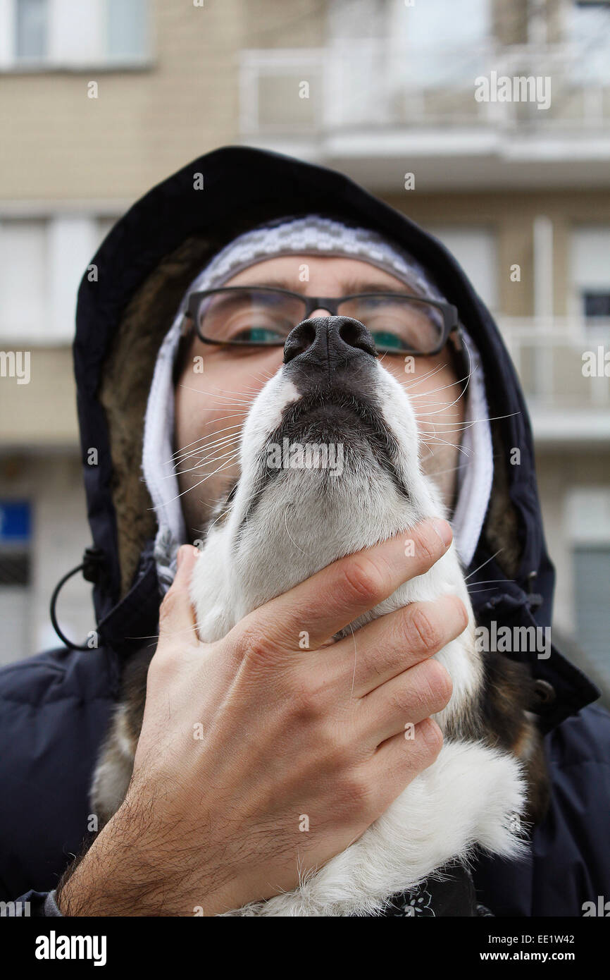 Portrait of a boy and his dog Stock Photo - Alamy