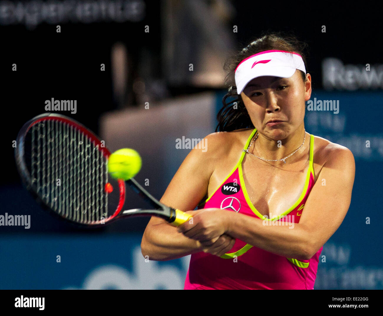 Sydney, Australia. 13th Jan, 2015. Peng Shuai of China returns the ball ...