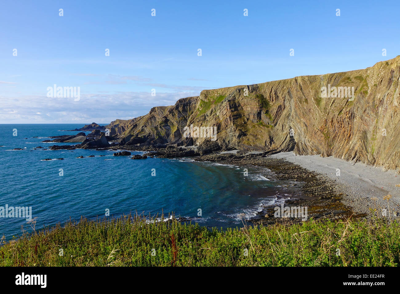 "Hartland Quay" Devon England UK "united Kingdom" into the sun Stock ...