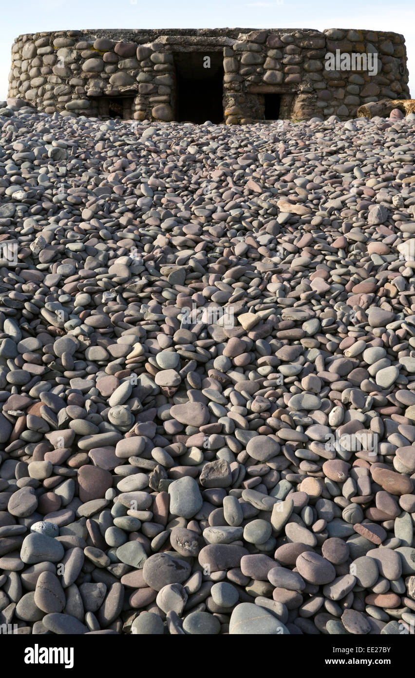 WW2 pillbox machine gun emplacement, camouflaged with pebbles/rocks, on ...