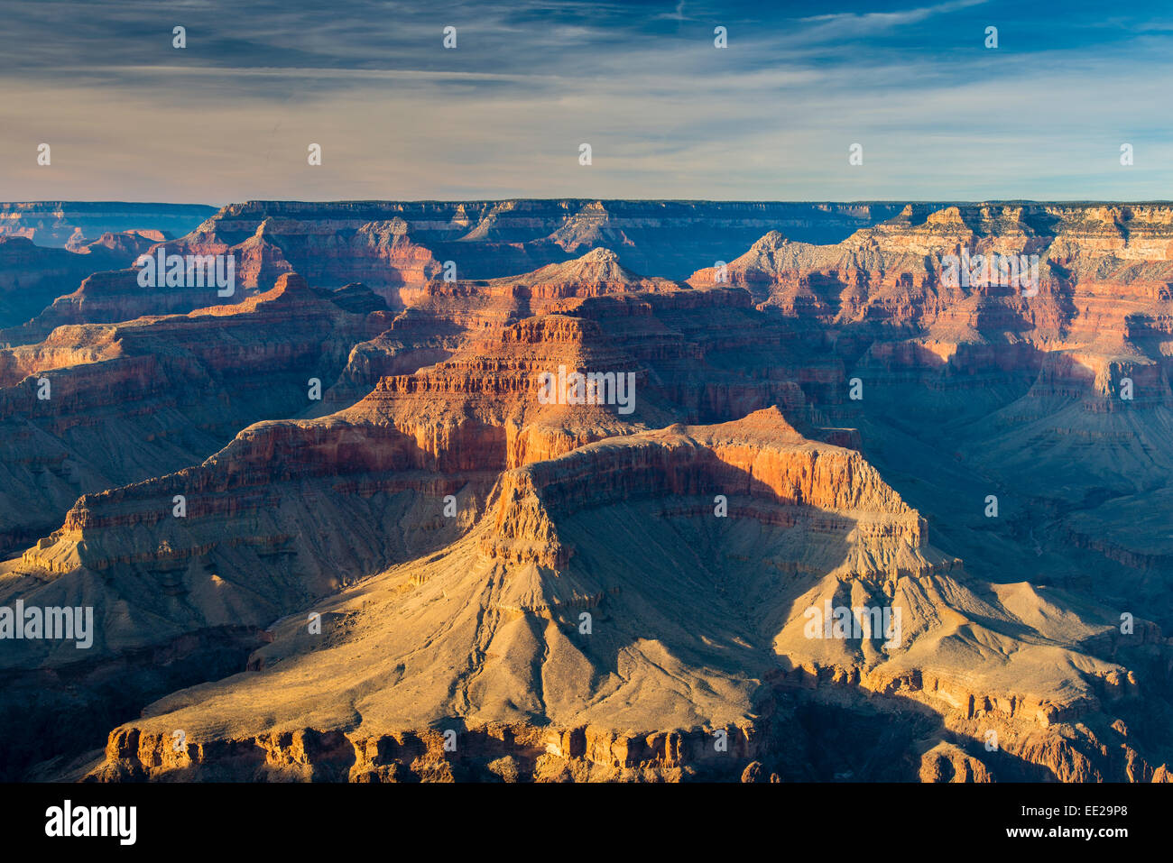 Sunset view of south rim from Hopi Point, Grand Canyon National Park ...