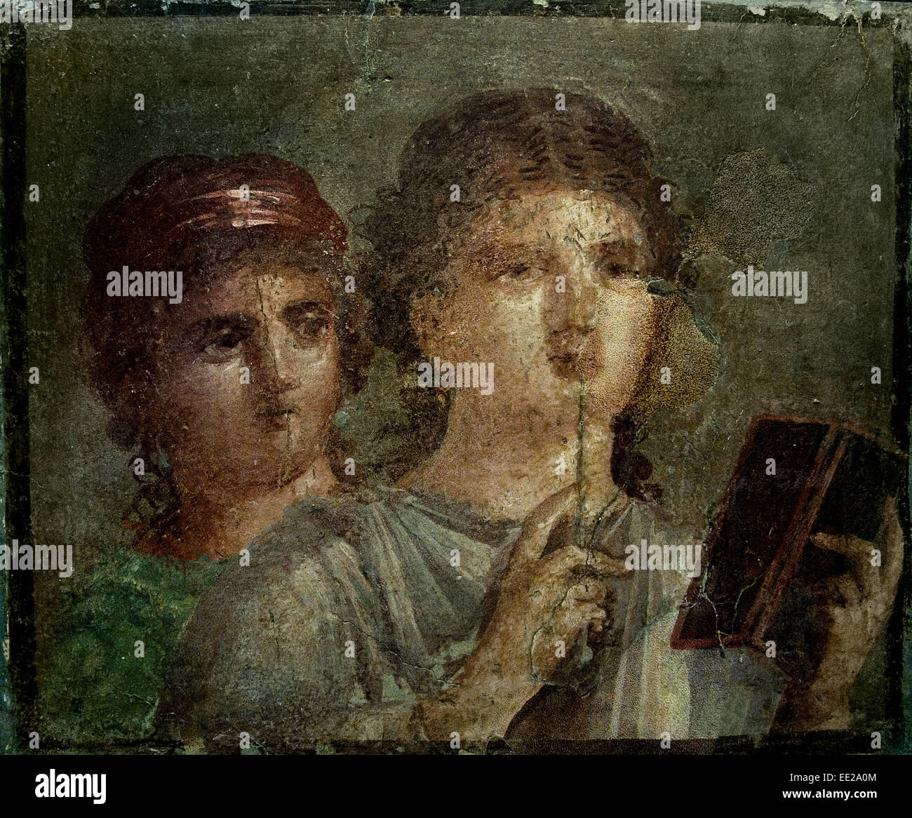 Fresco with girl intent on reading Pompeii Claudian Neronian period 1th ...