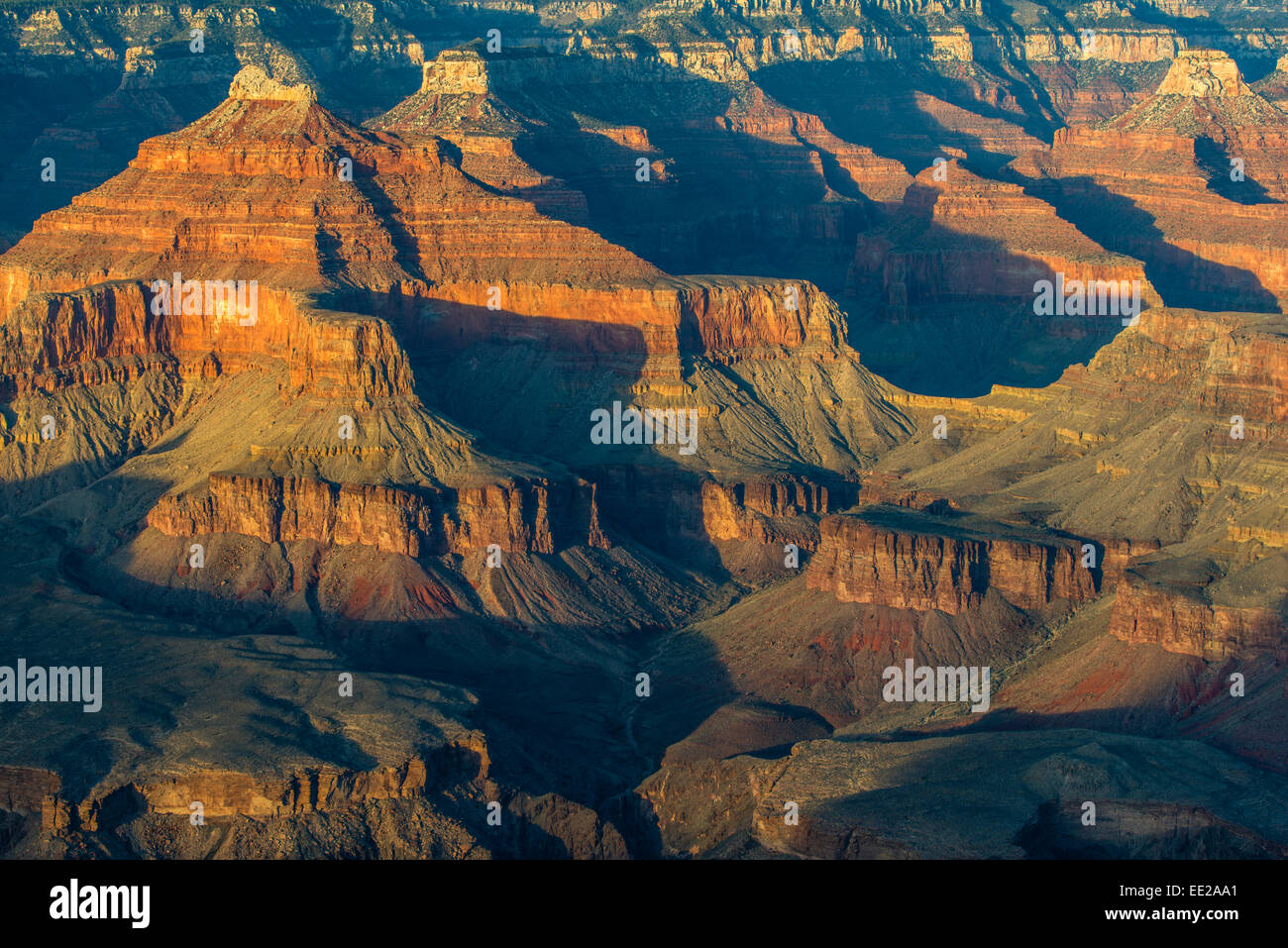 Sunset view of south rim from Hopi Point, Grand Canyon National Park ...