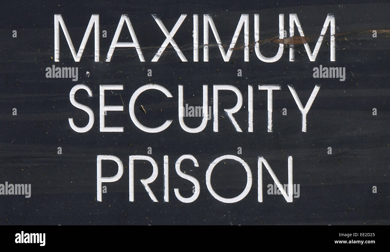 A "Maximum Security Prison" sign at Robben Island, Cape Town, South ...