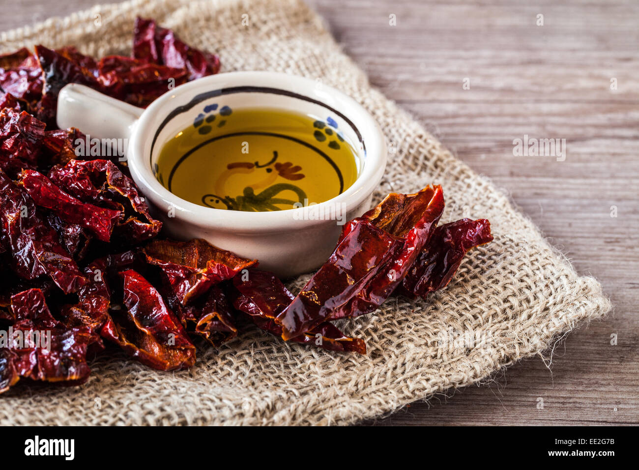 Typical fried red peppers from Matera in Basilicata region, Italy Stock ...