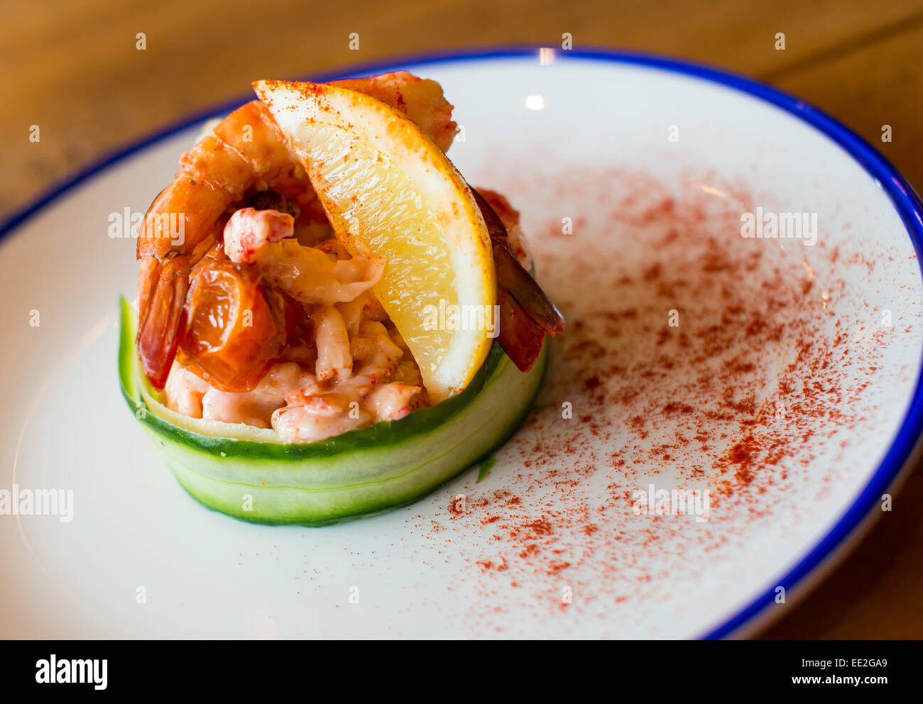 A prawn cocktail which is a seafood dish consisting of shelled, cooked ...