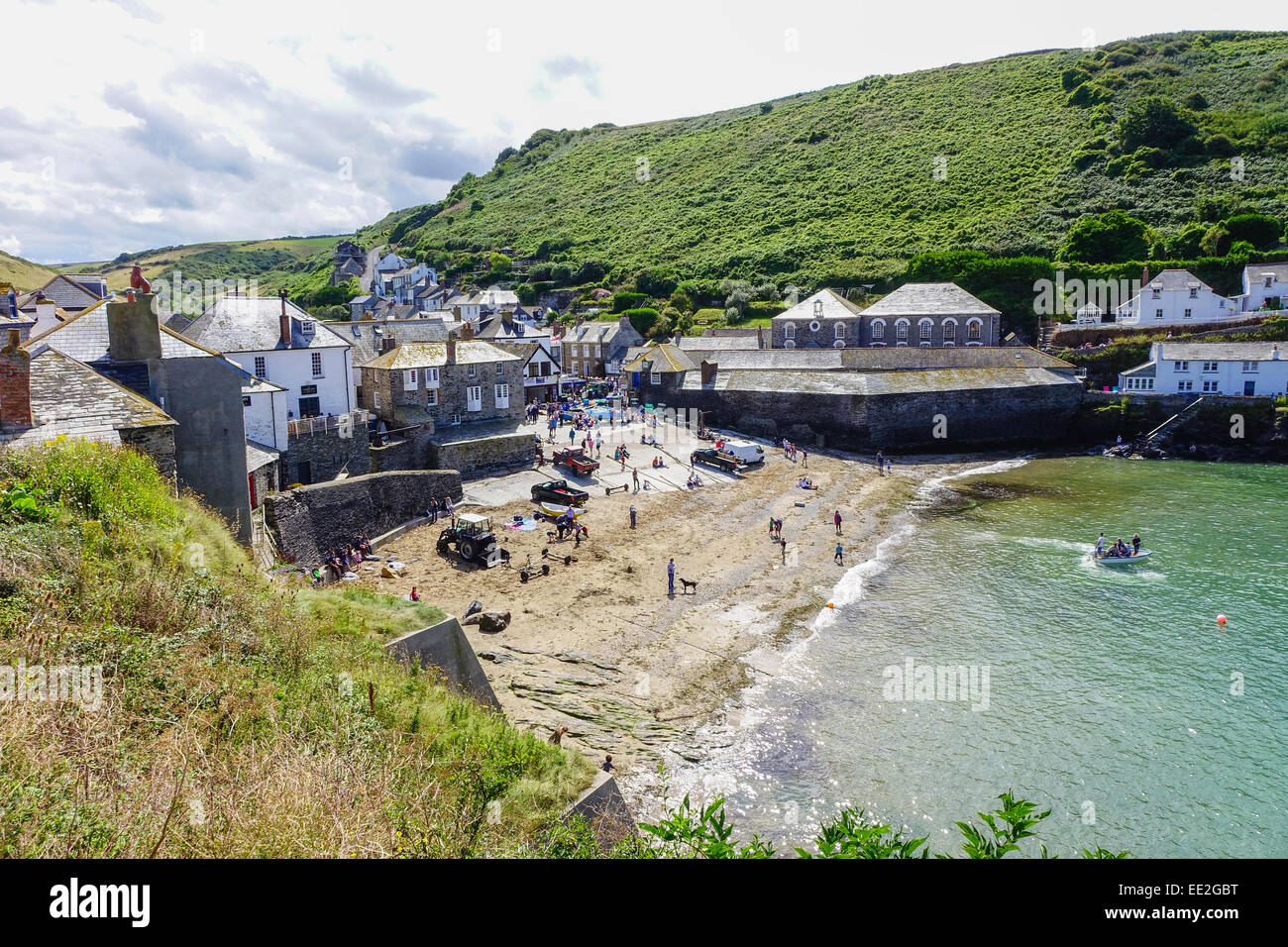 Port Issac Harbour Harbor Cornwall England UK hot sunny summers ...