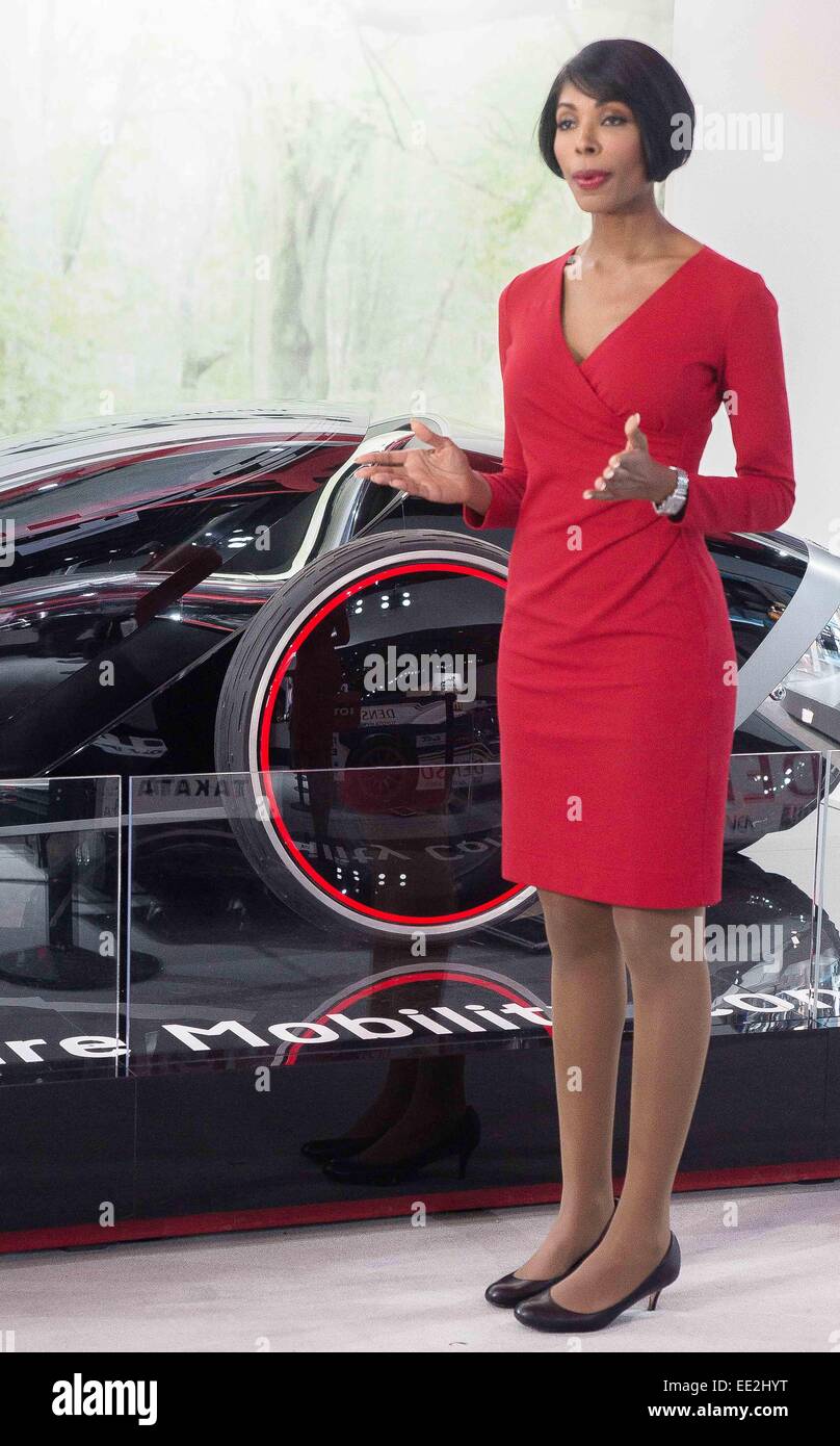 Detroit, MI, USA. 12th Jan, 2015. Models pose at the North American ...